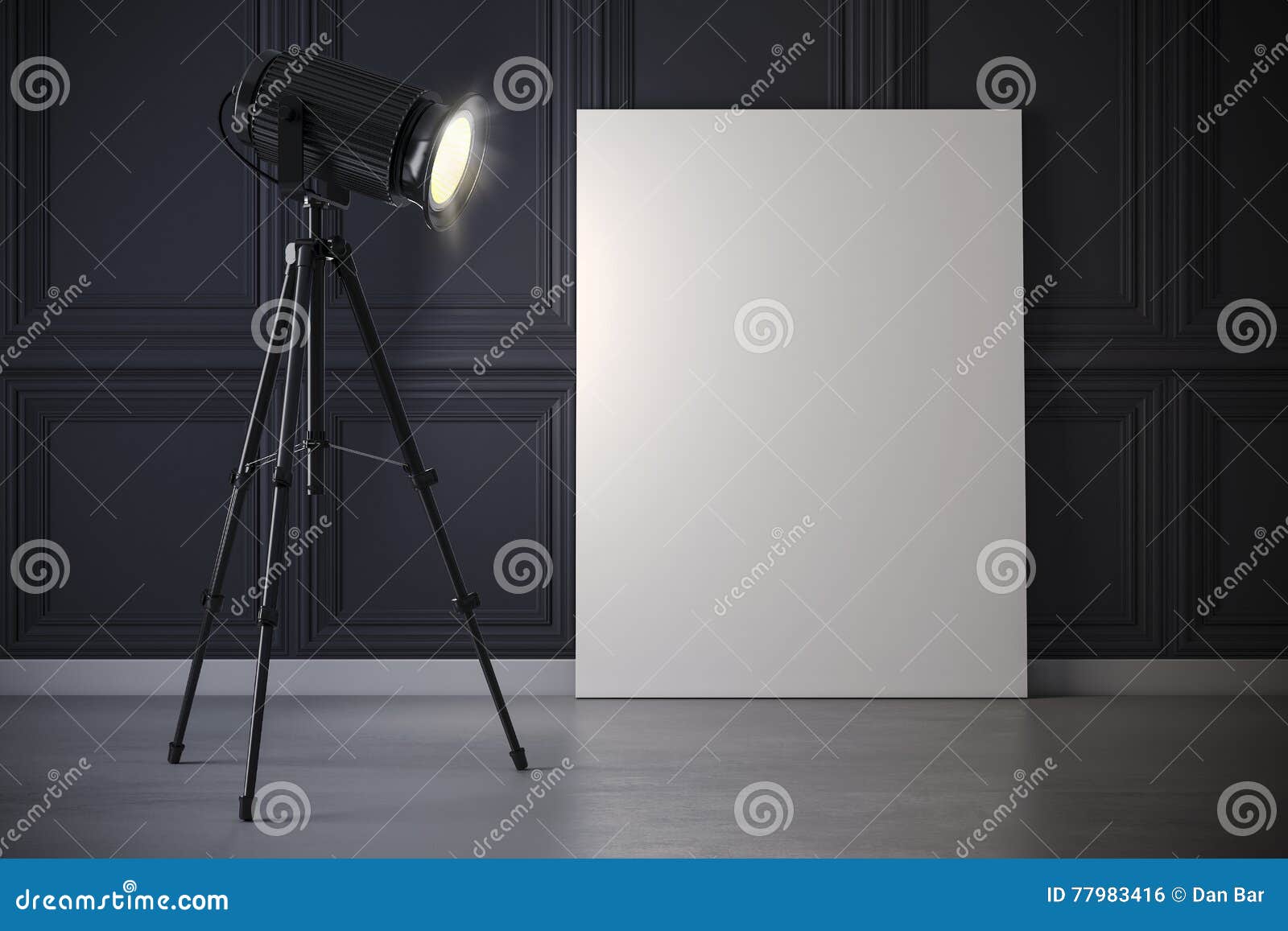 3d Studio Light Projector and Canvas Frame Stock Illustration ...