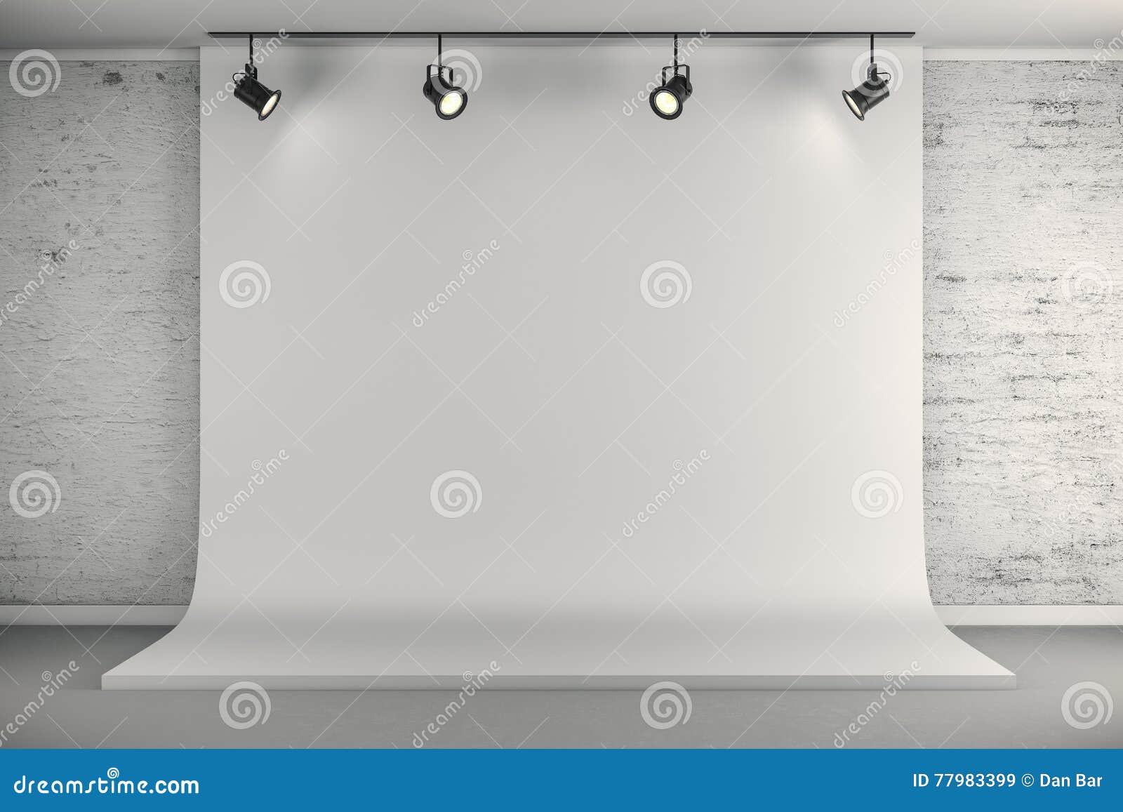 3d Studio Setup with Canvas Background and Ceiling Lights Stock ...