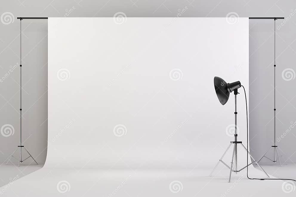 3d Studio Setup with Lights and White Background Stock Illustration ...