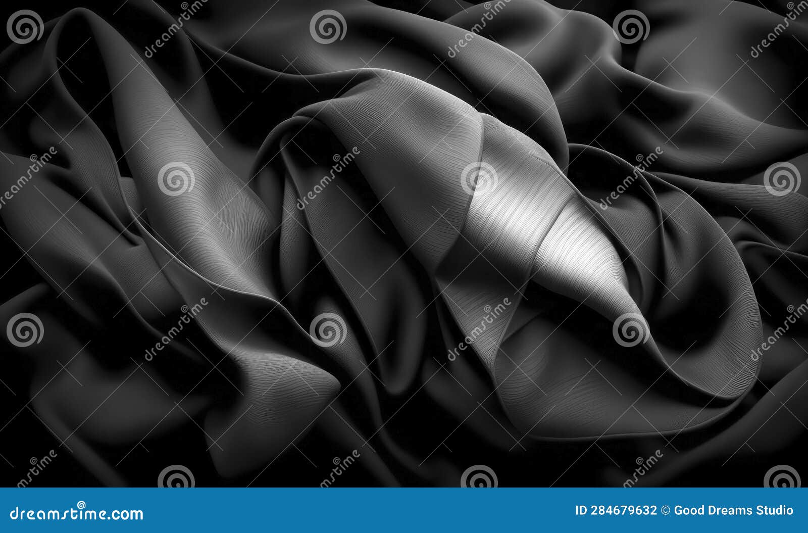 3D Style. Beautiful Black Cloth Overlapping, Black Cloth Waves Stock ...