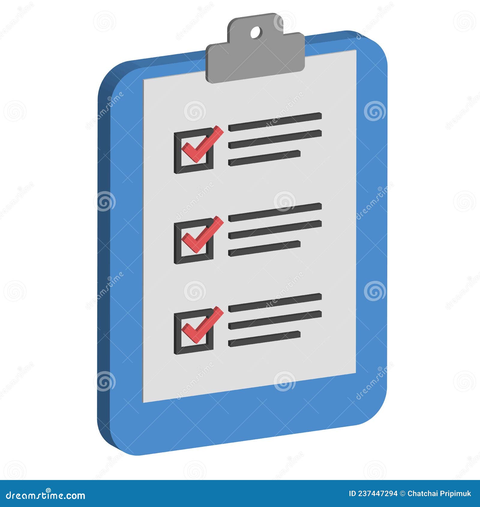 3D Style Checklist Drawing, Vector Stock Vector - Illustration of ...