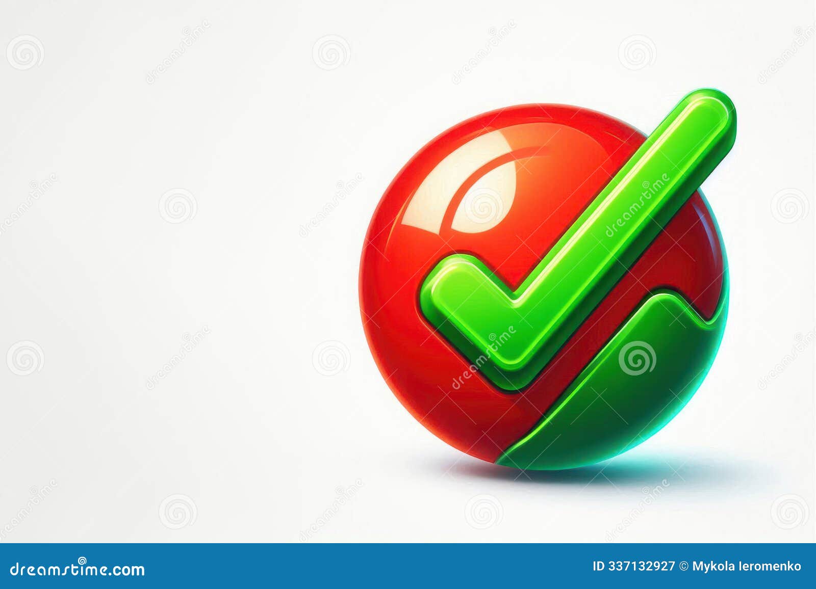 A 3D Style Checkmark Symbol on a Light Background. Space for Text ...