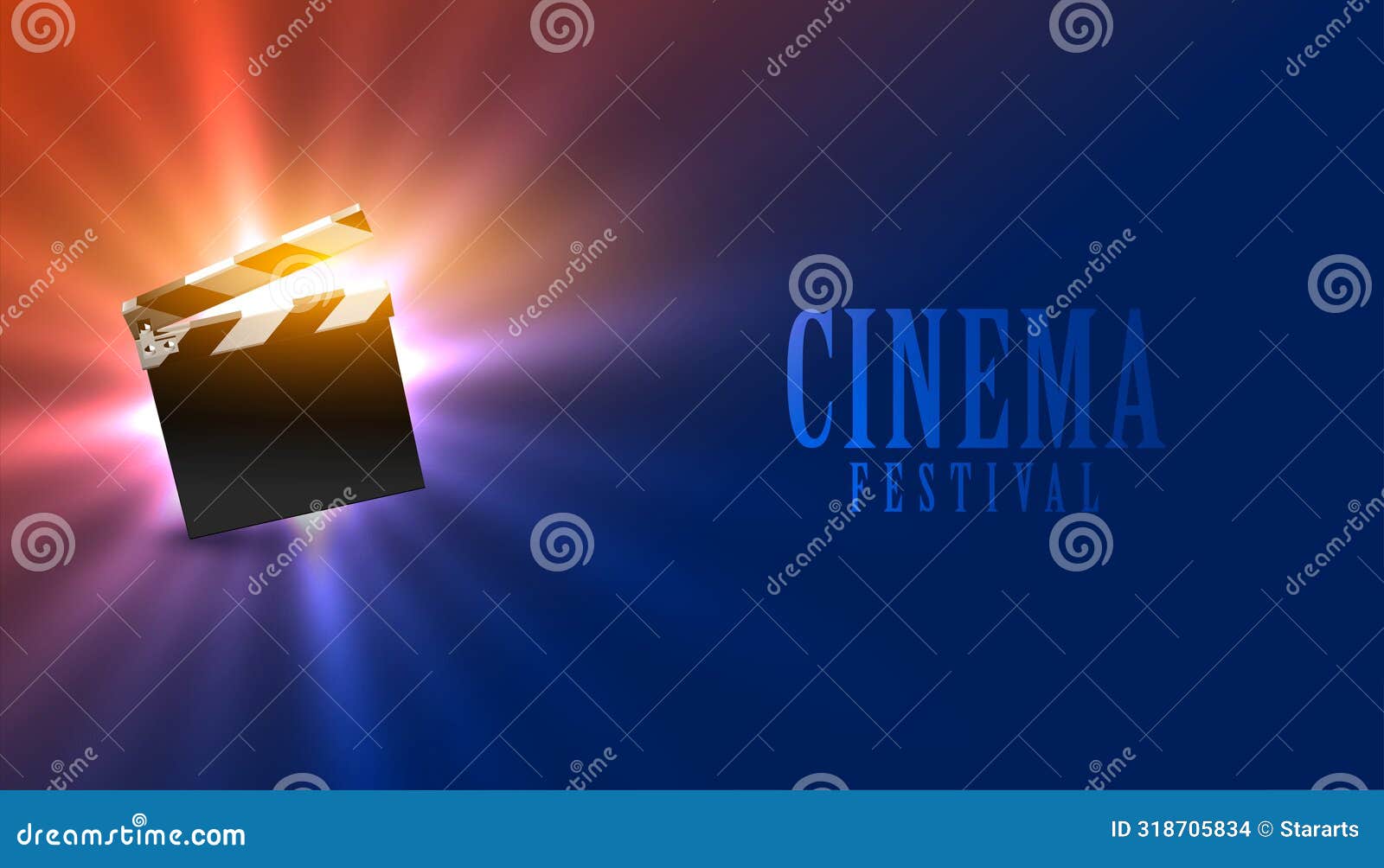 3d Style Clapper Board with Light Effect for Cinema Background Stock ...