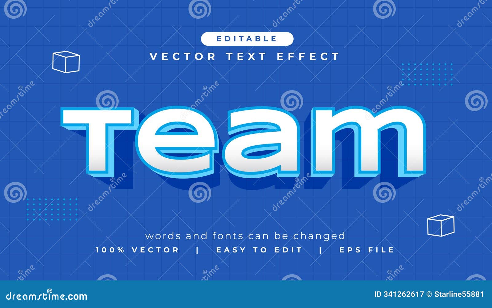 3d Style Editable Team Font Text Effect Stock Vector - Illustration of ...