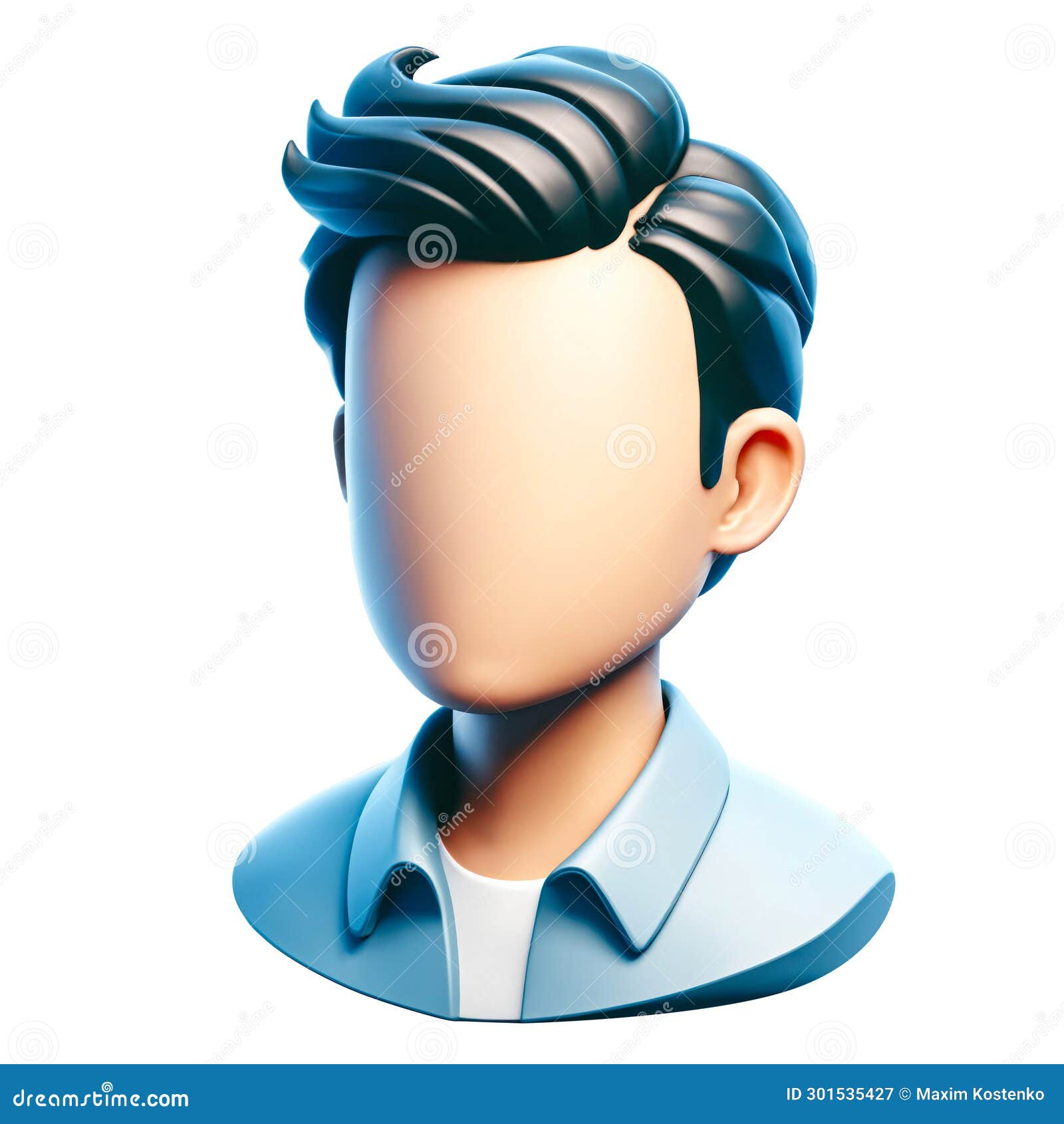 3d Style Man S Avatar with Blank Face Stock Illustration - Illustration ...