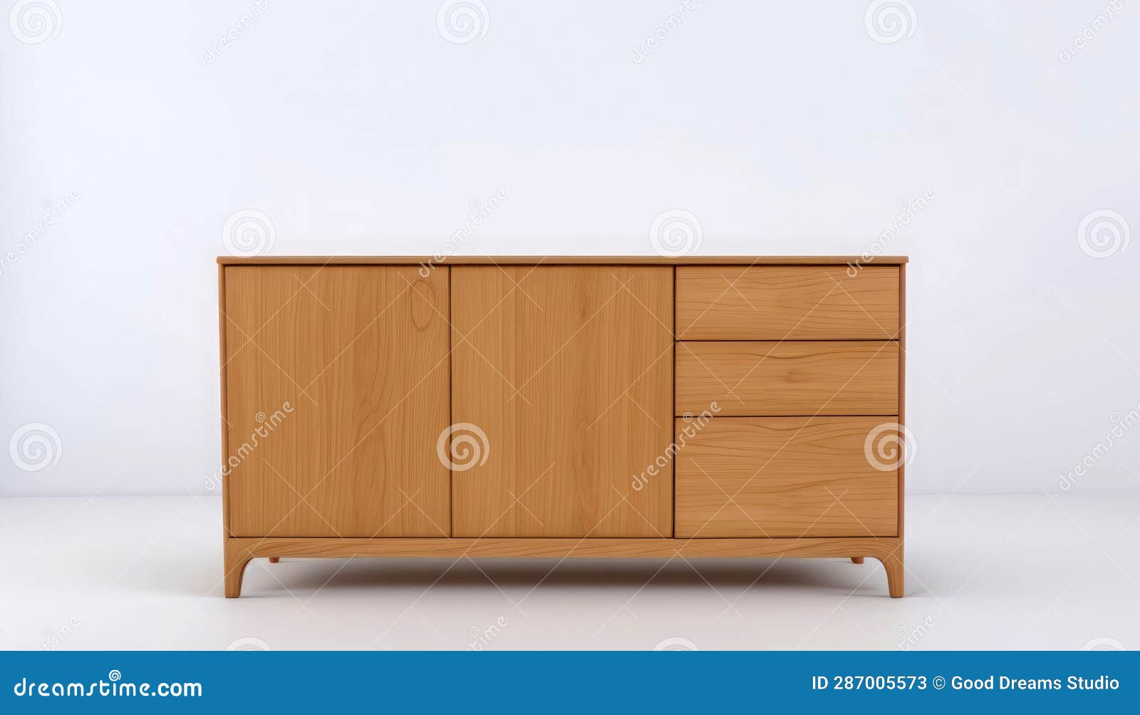3D Style. Modern Wooden Storage Cabinet Design Stock Illustration ...