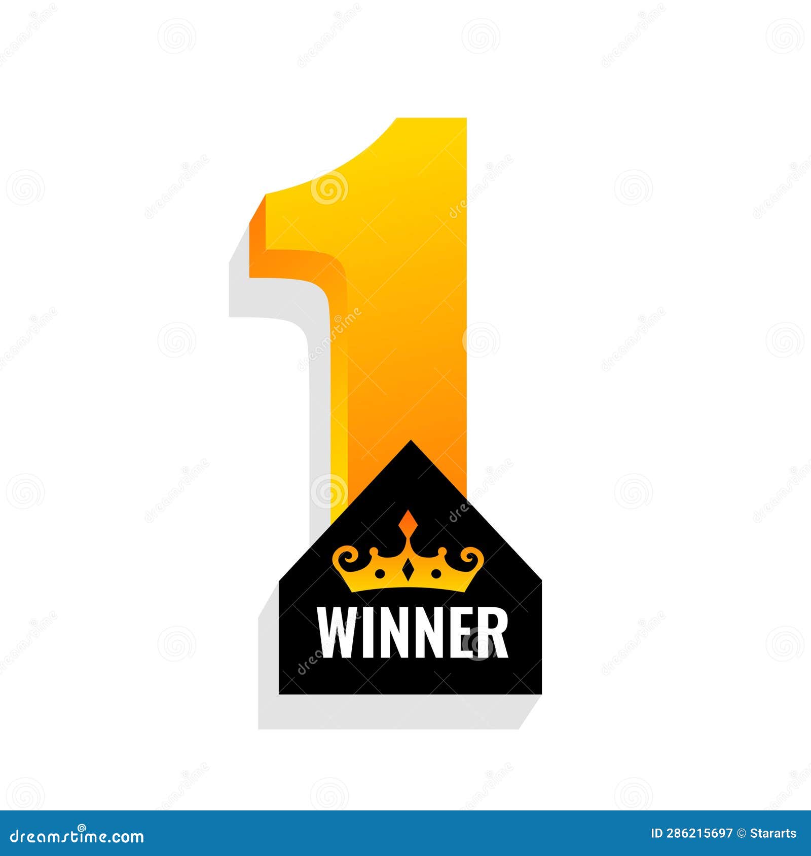 3d Style Number One Winner Symbol with Crown Design Stock Illustration ...