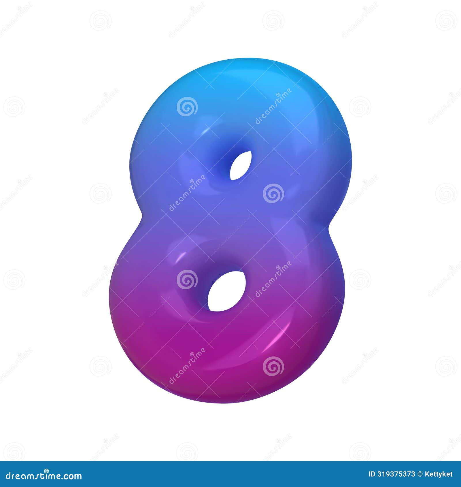 3D Style Number 8. Rendered Digit Eight Illustration in Gradient Blue ...
