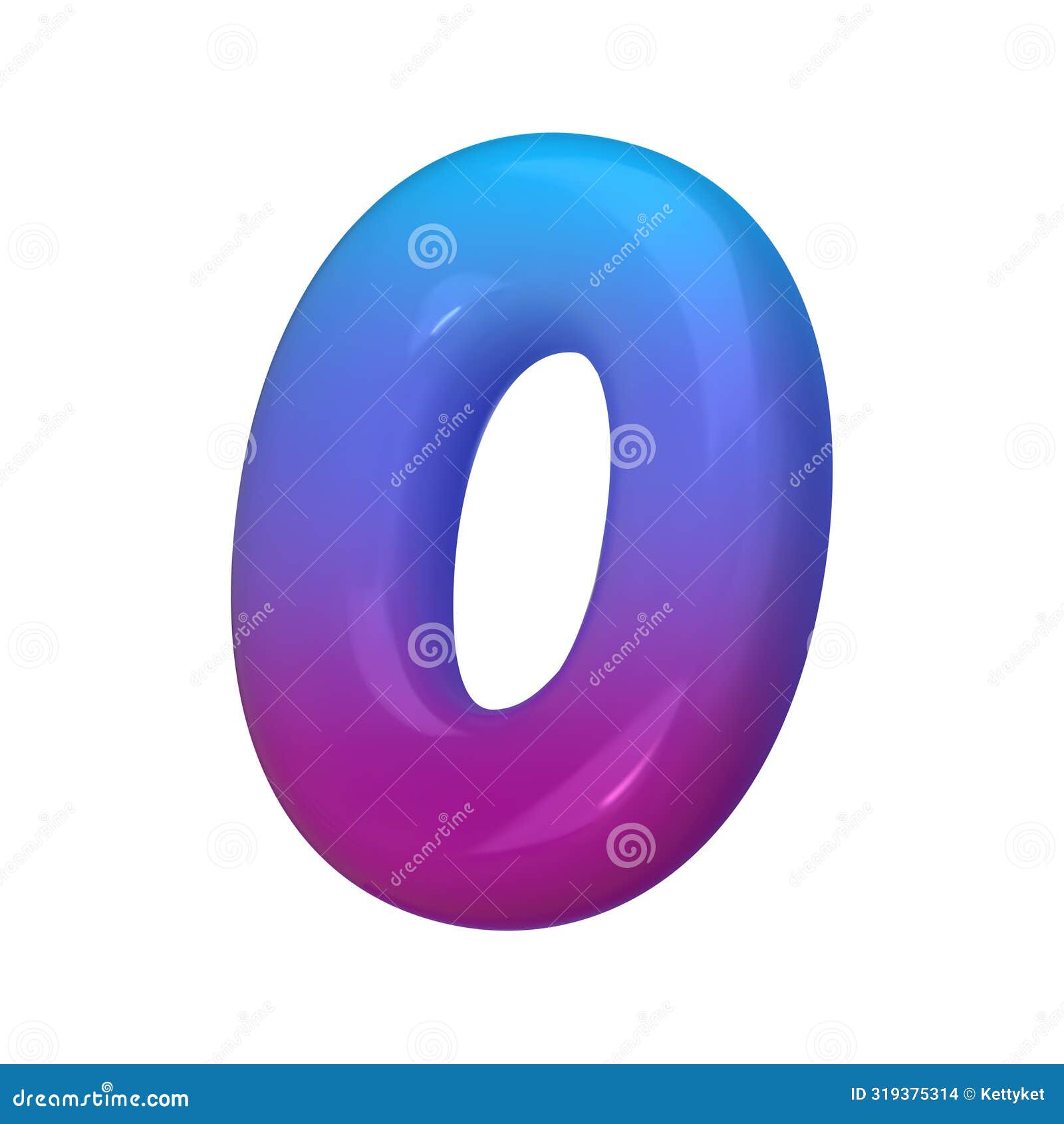 3D Style Number 0. Rendered Digit Zero Illustration in Gradient Blue ...
