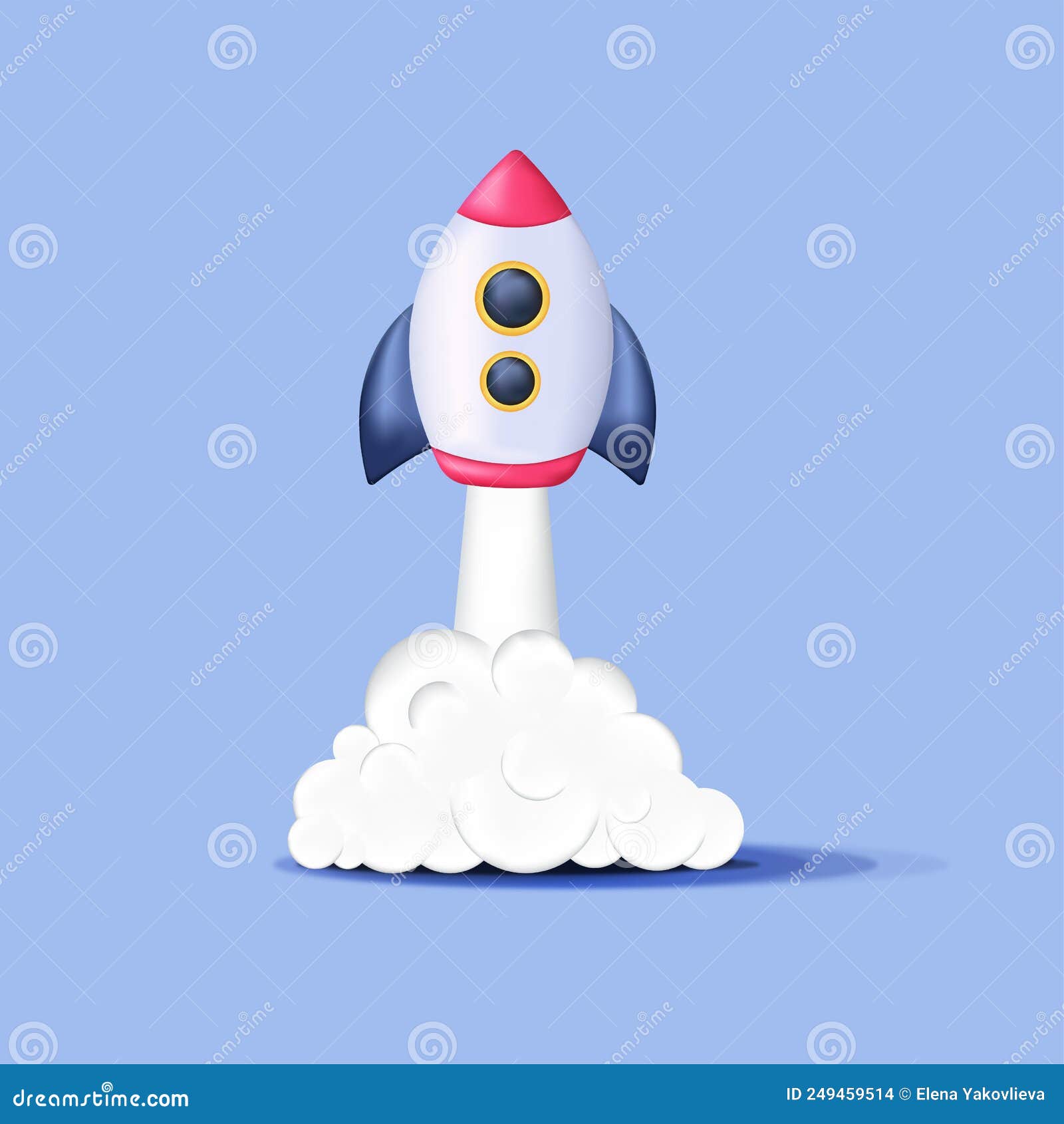 3D Style Rocket Bright. Vector Illustration Stock Vector - Illustration ...