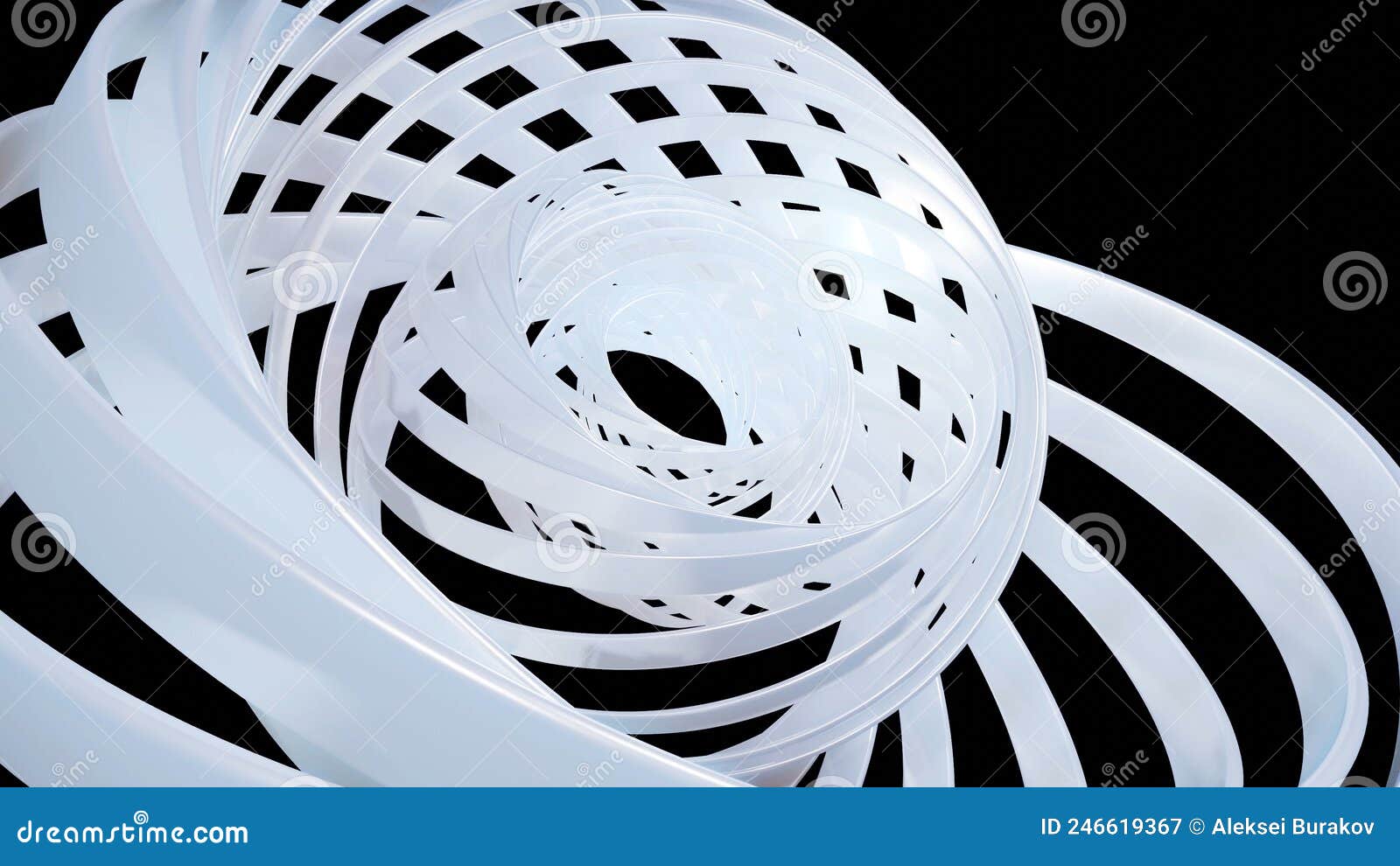 3D Stylish Abstract White Background with Rings or Circles Twisting in ...