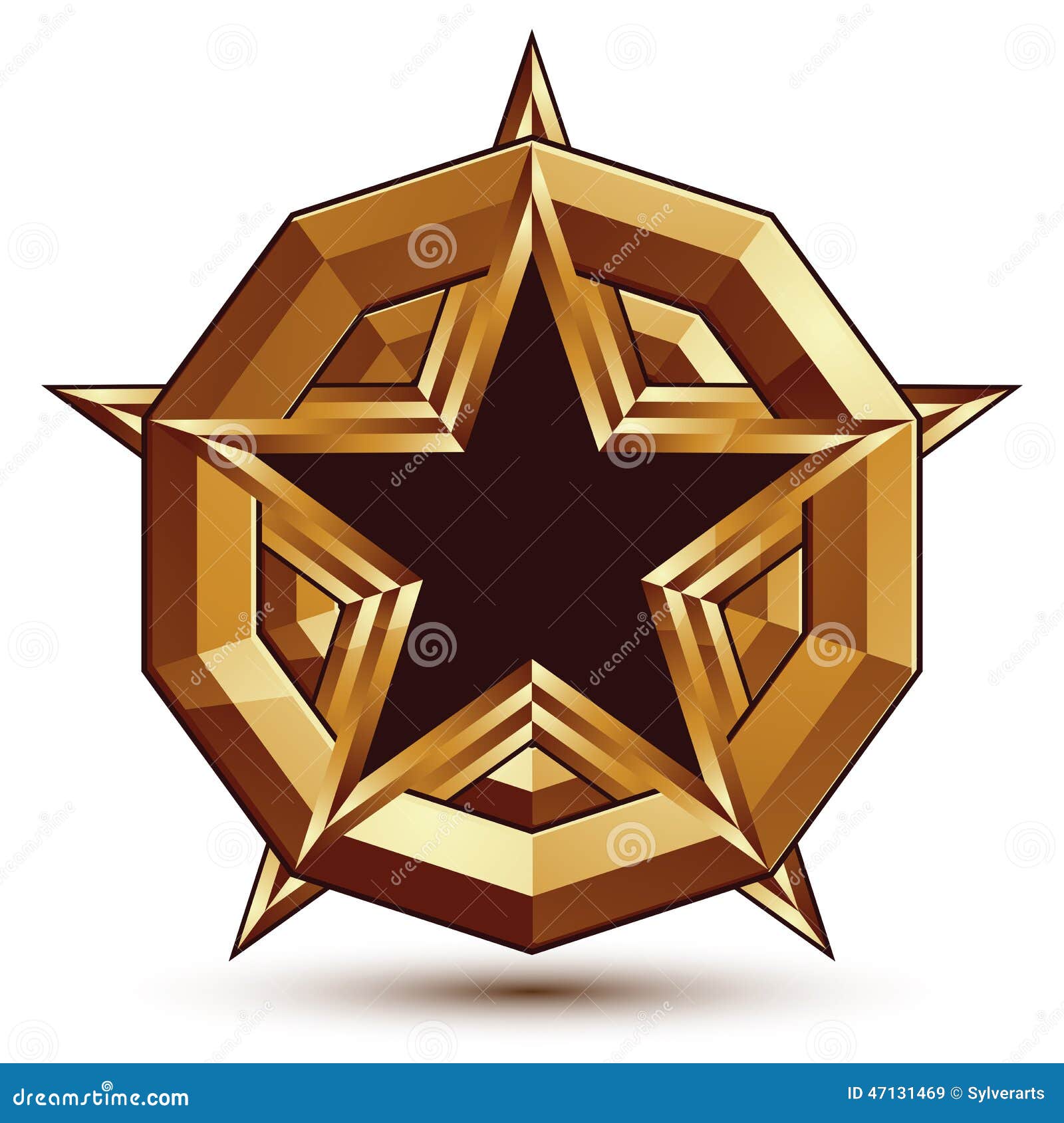 3d Stylish Vector Template with Pentagonal Black Star Symbol Placed on ...