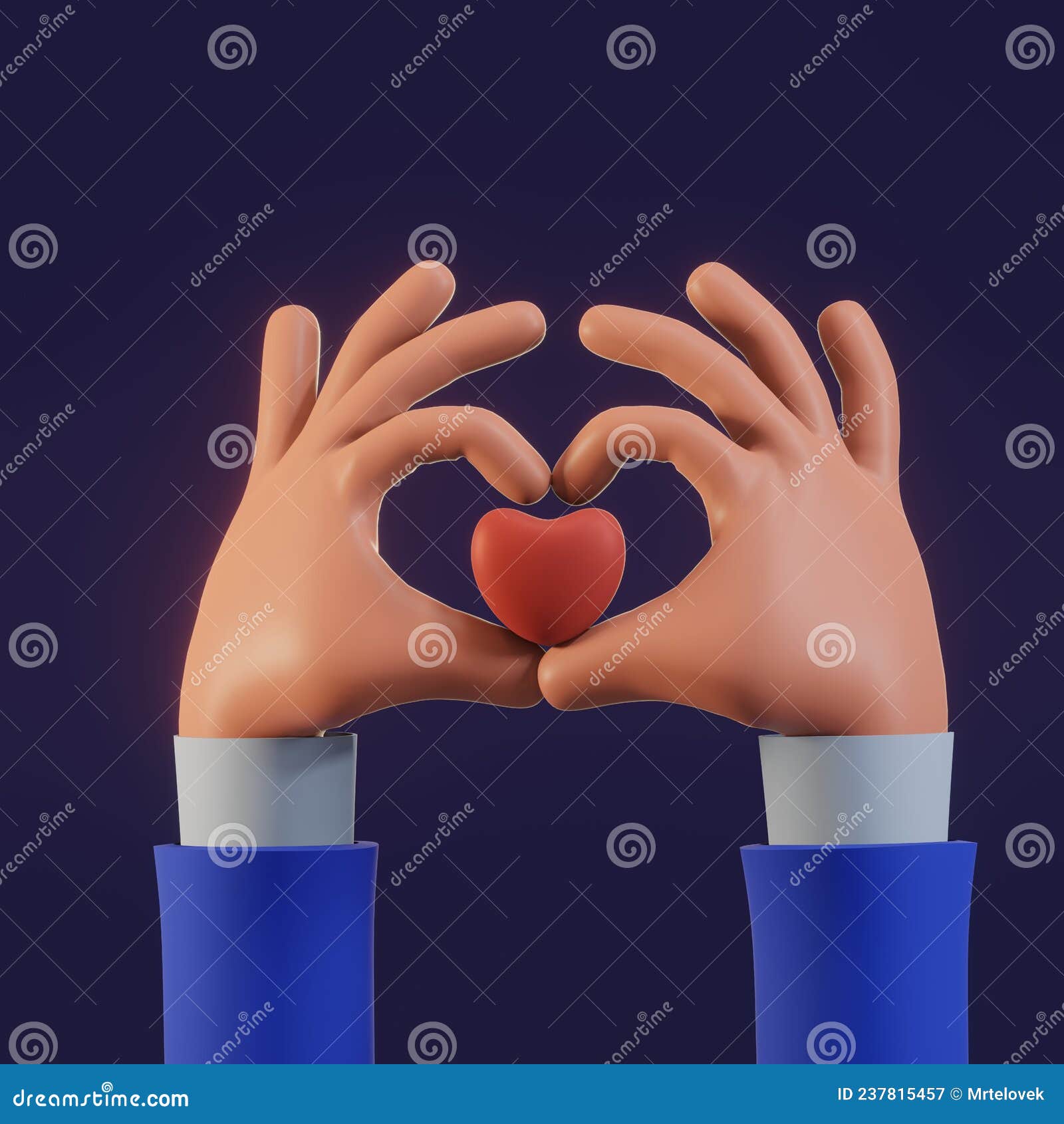 3d Stylized Hands, Heart Gesture Stock Illustration - Illustration of ...