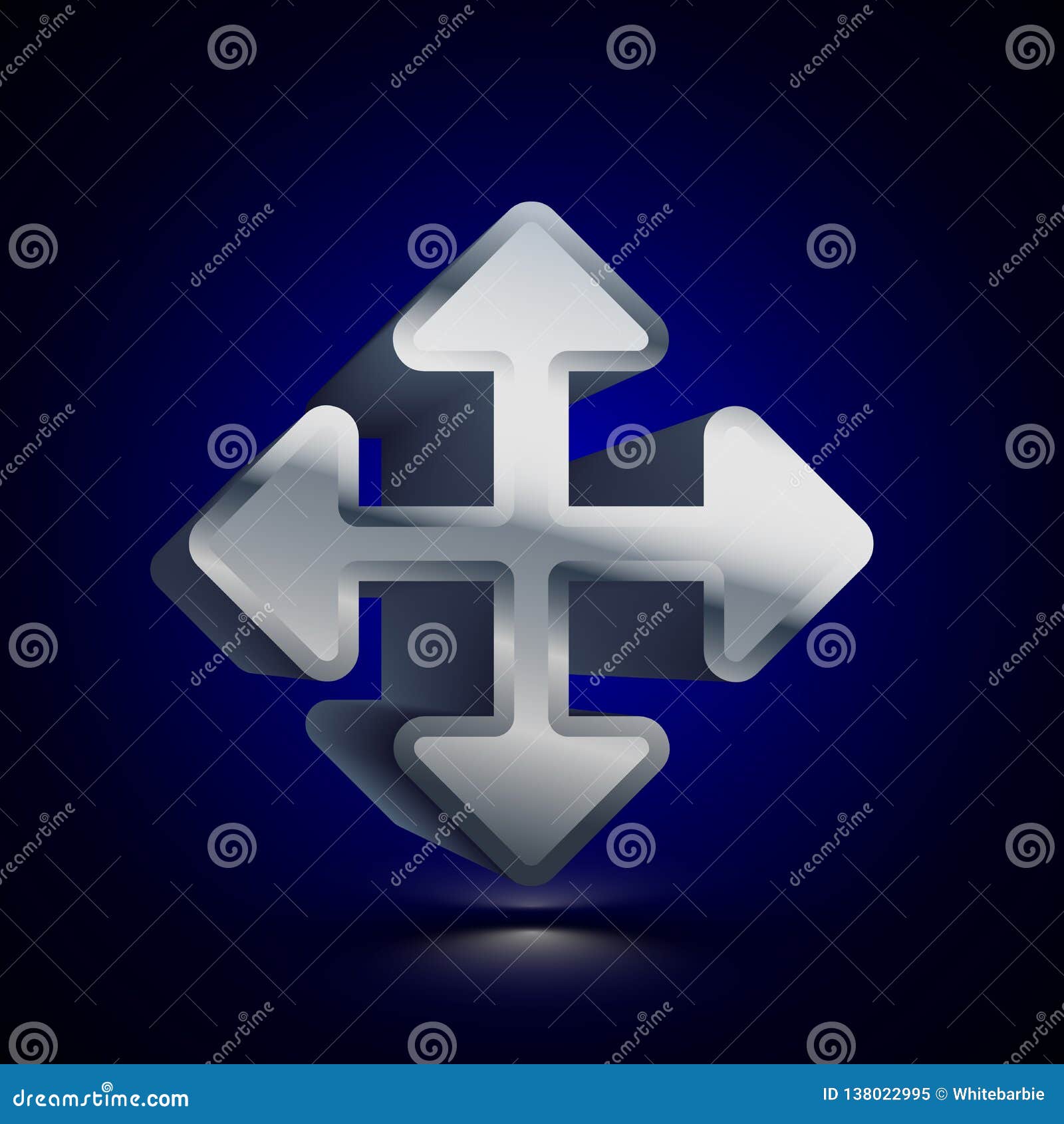 3D Stylized Move Tool Icon. Silver Vector Icon. Isolated Symbol ...