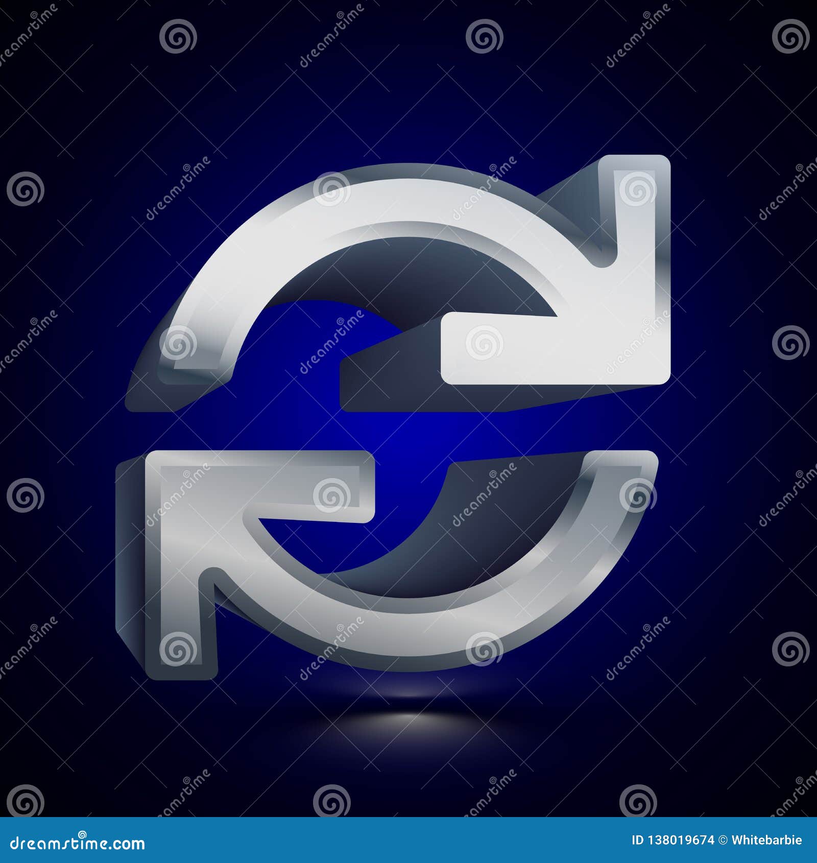 3D Stylized Refresh Icon. Silver Vector Icon. Isolated Symbol ...