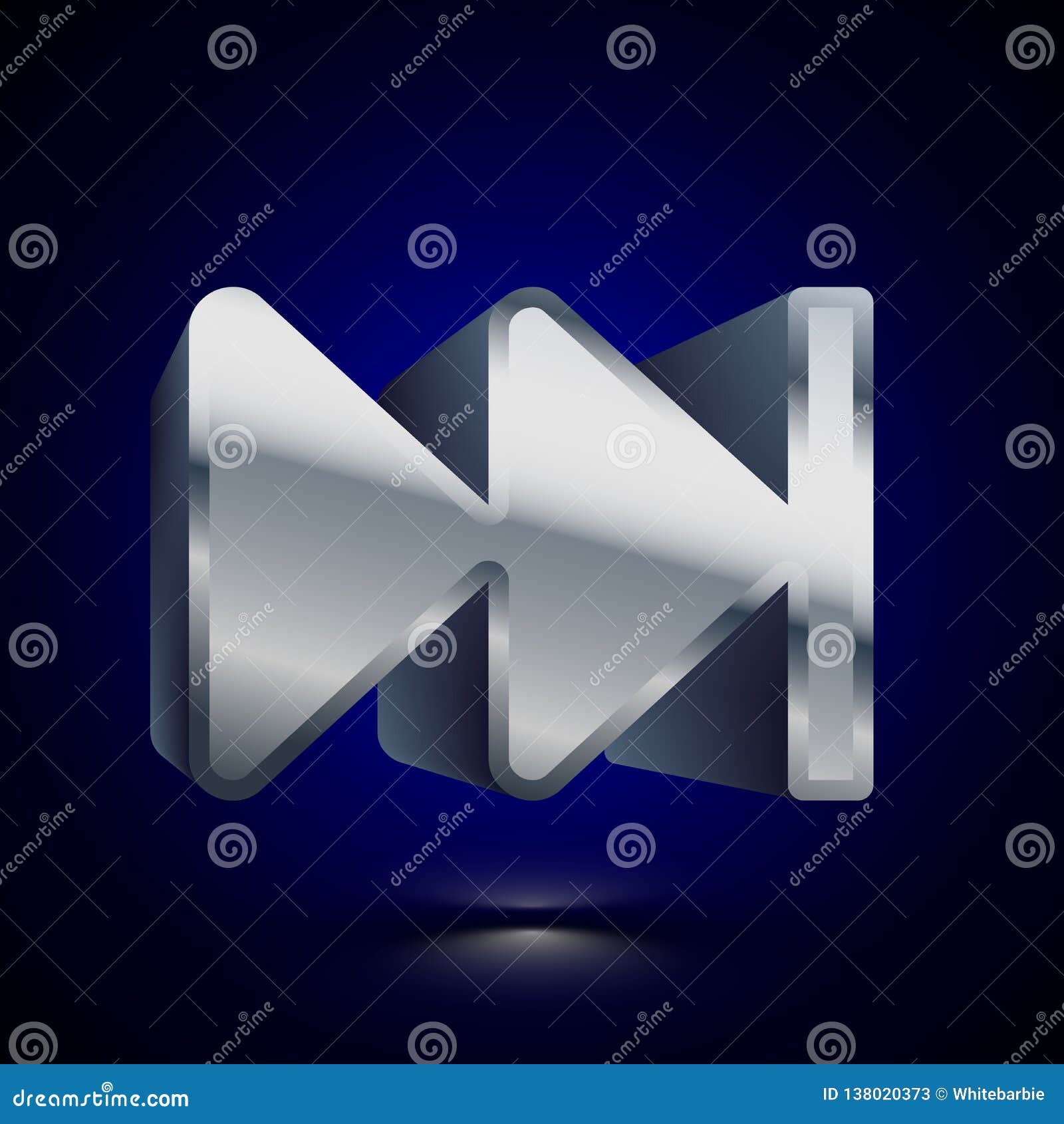 3D Stylized Skip To End Icon. Silver Vector Icon. Isolated Symbol ...