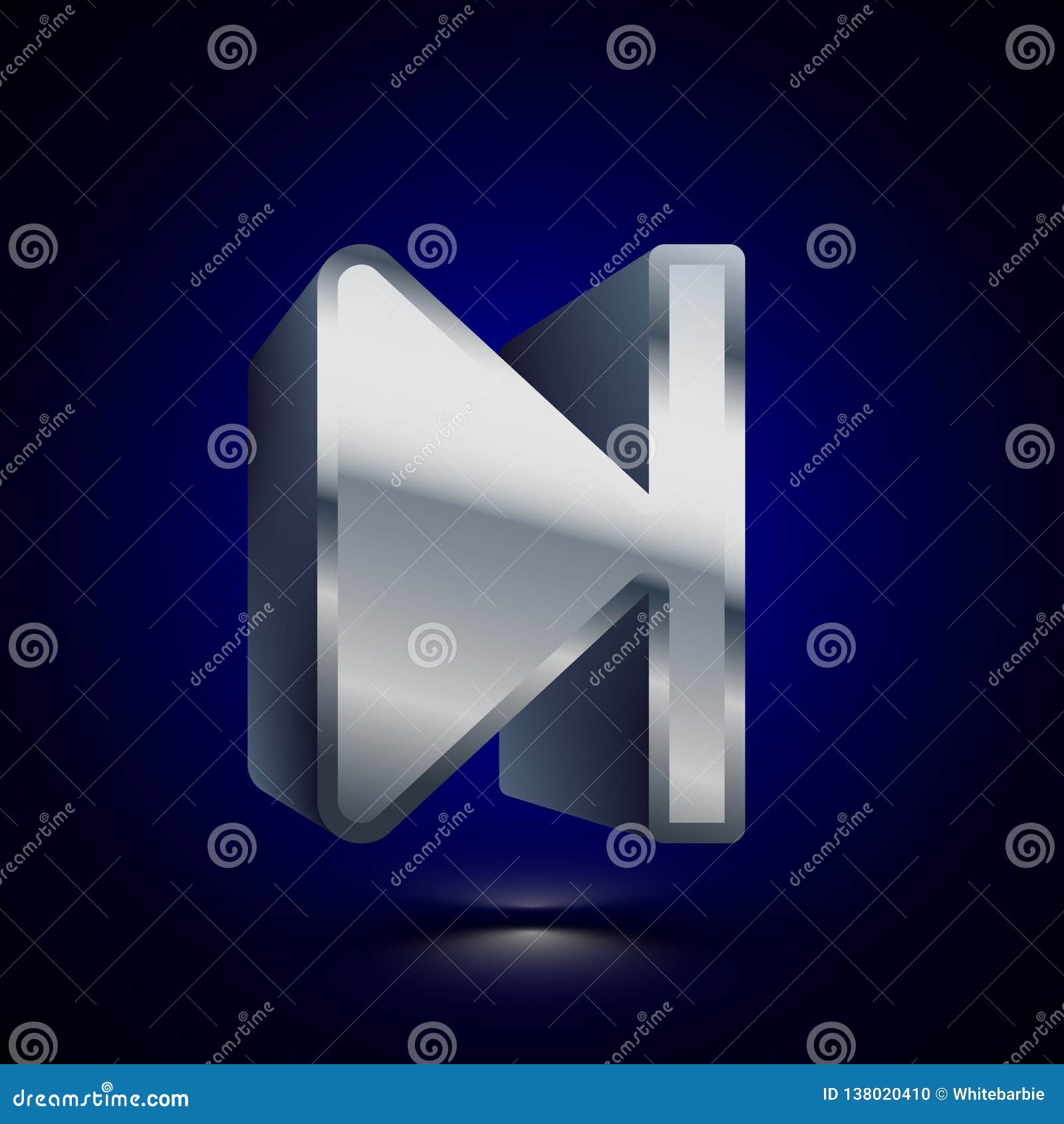 3D Stylized Skip To End Icon. Silver Vector Icon. Isolated Symbol ...