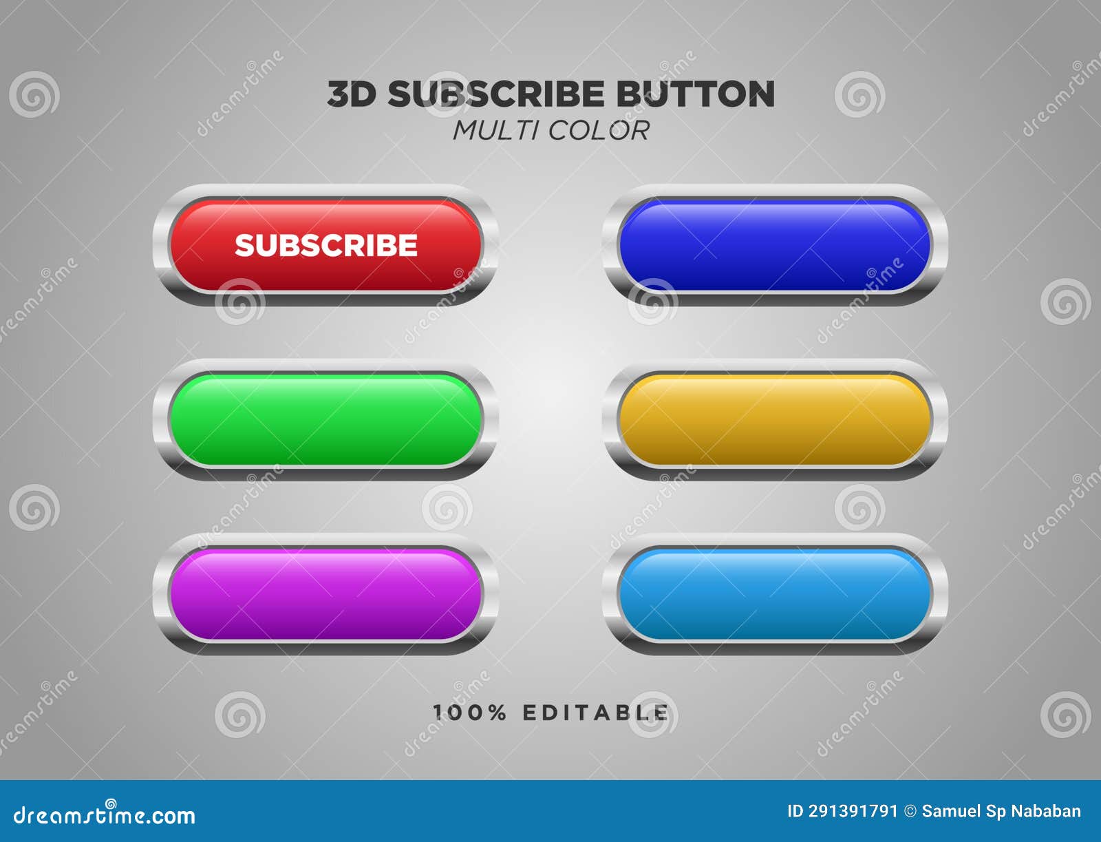 3D Subscribe Button Multi Color Vector Stock Vector - Illustration of ...