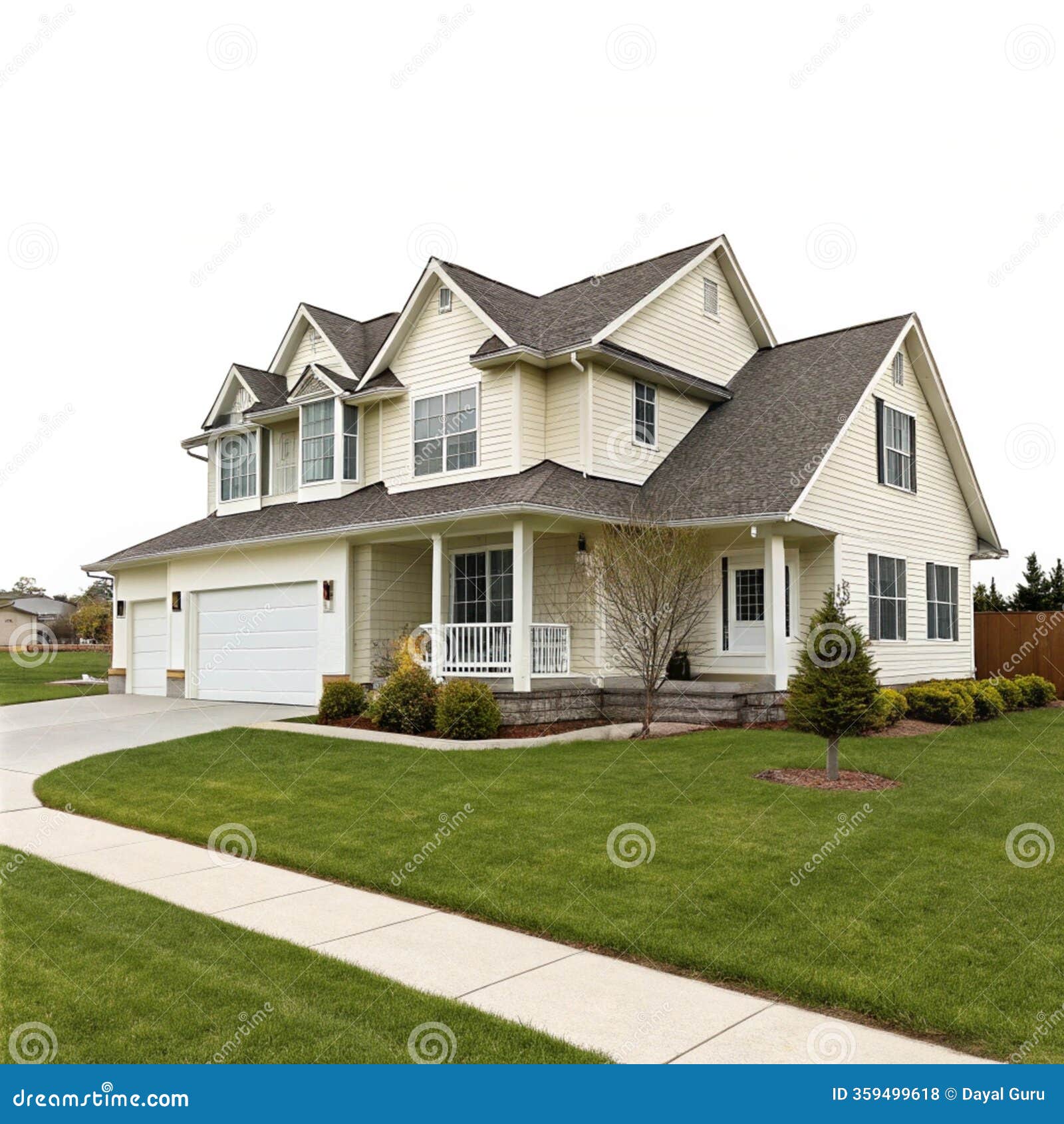 3D Suburban House Model on White Background Stock Illustration ...