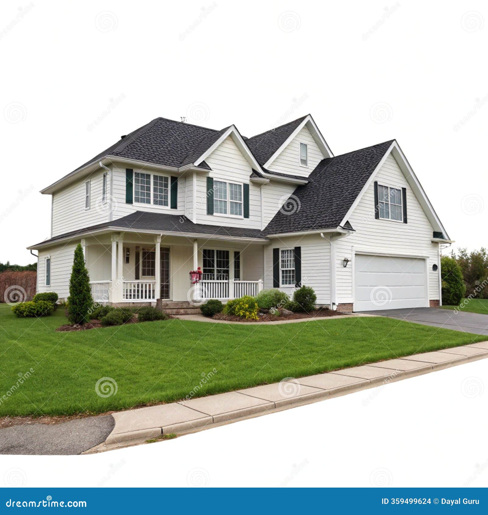 3D Suburban House Model on White Background Stock Illustration ...