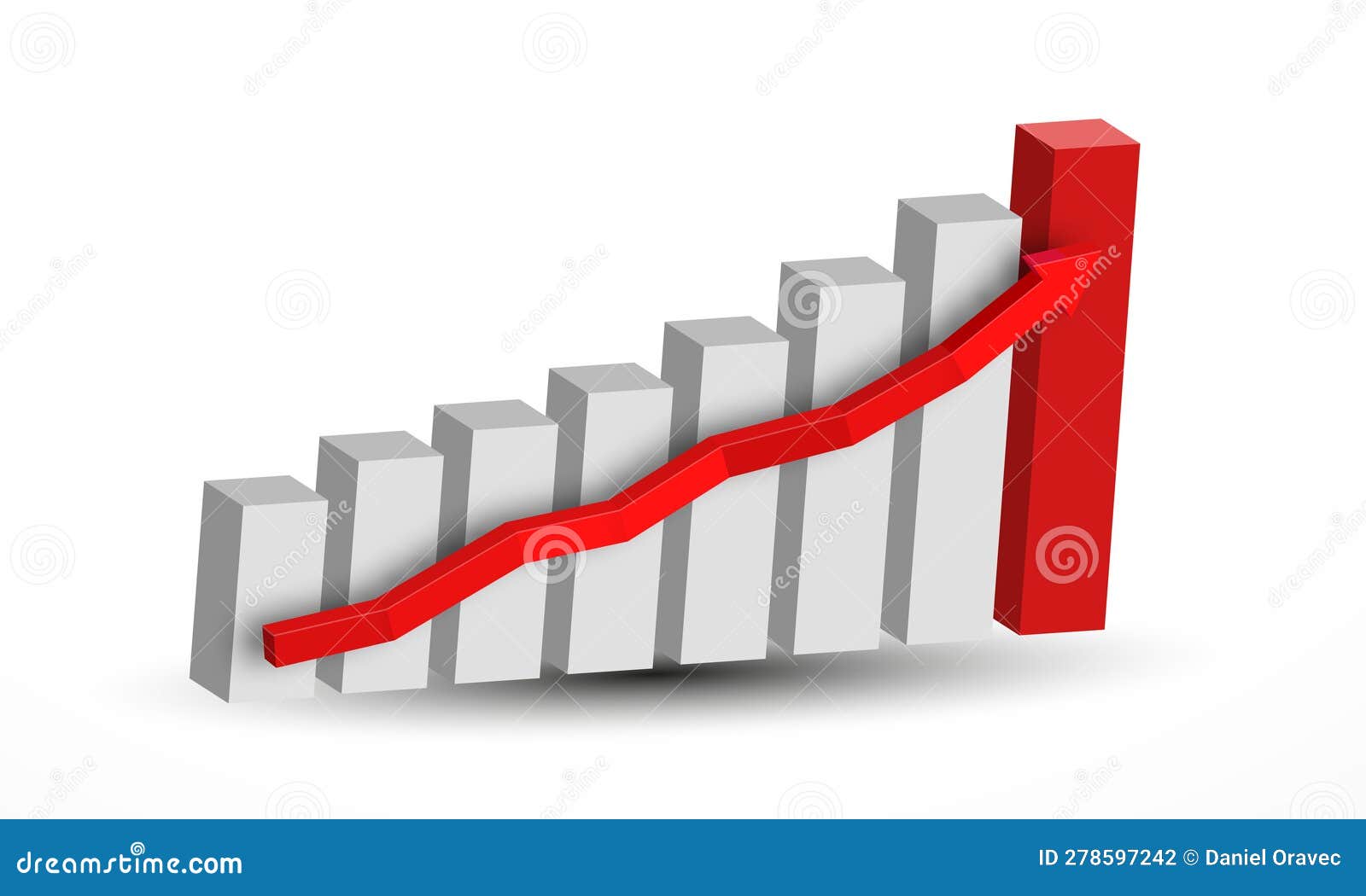 3D Success Graph Isolated on White Background Stock Illustration ...