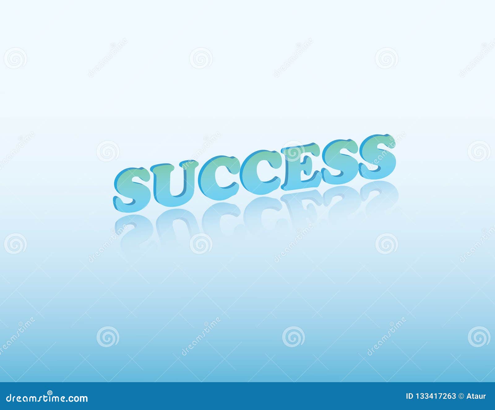 3D Success Text of Blue Color with Mirror Reflection on Sky Background ...