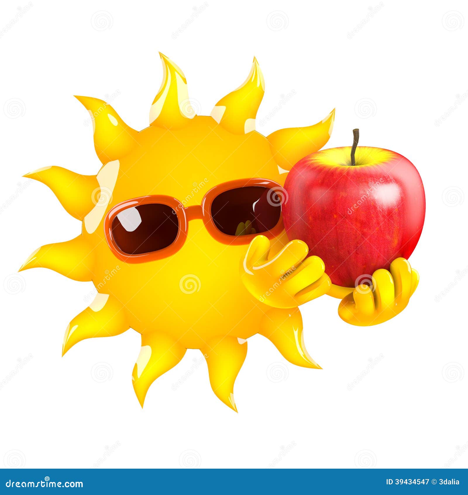 3d Sun apple stock vector. Illustration of summer, yellow - 39434547