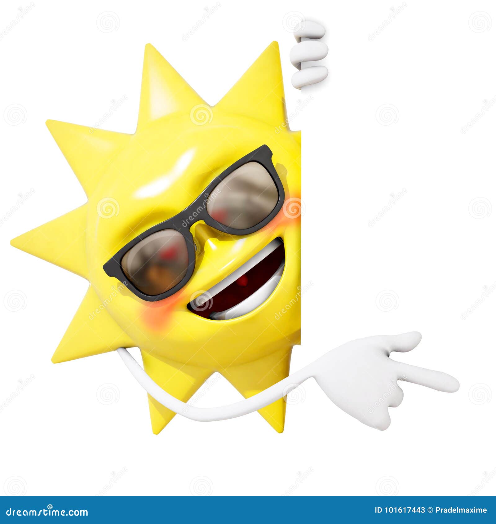 3D Sun Character Pointing The Finger At Something Royalty-Free Stock ...