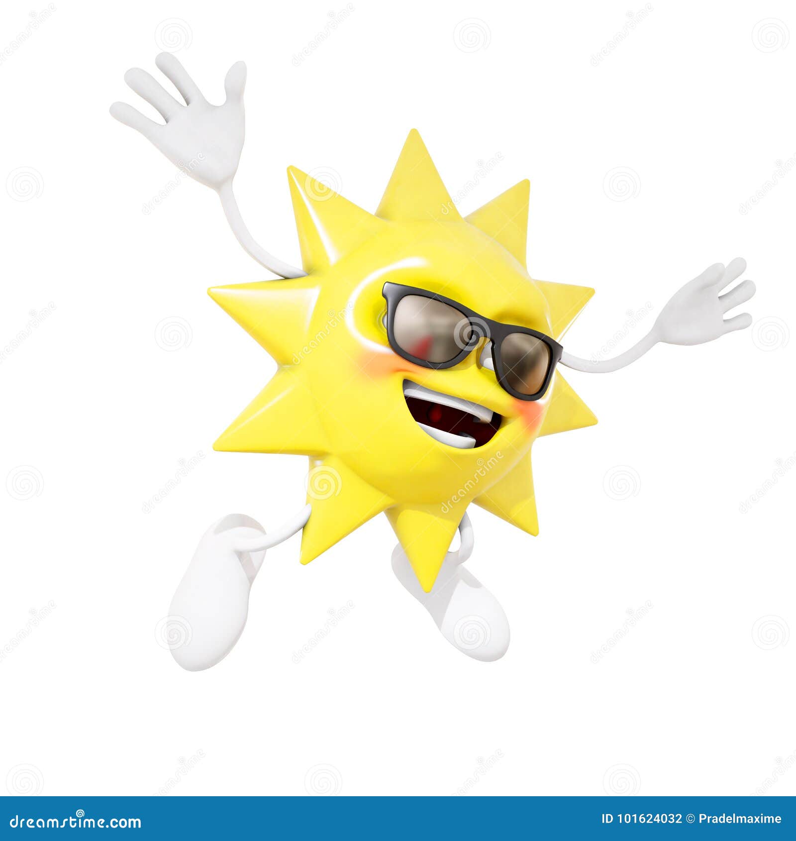 3D sun character stock illustration. Illustration of isolated - 101624032