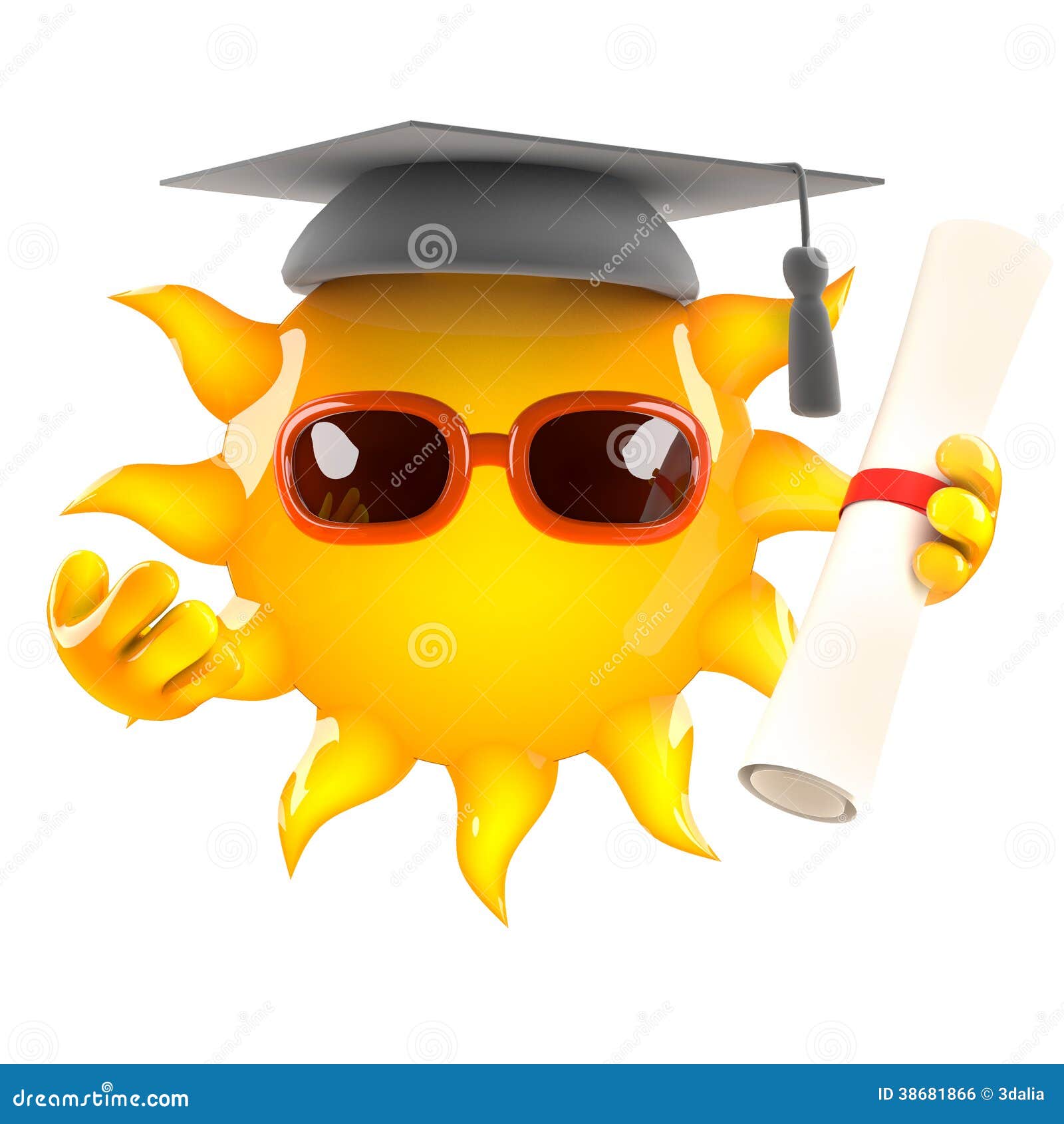 3d Sun graduates stock illustration. Illustration of energy - 38681866