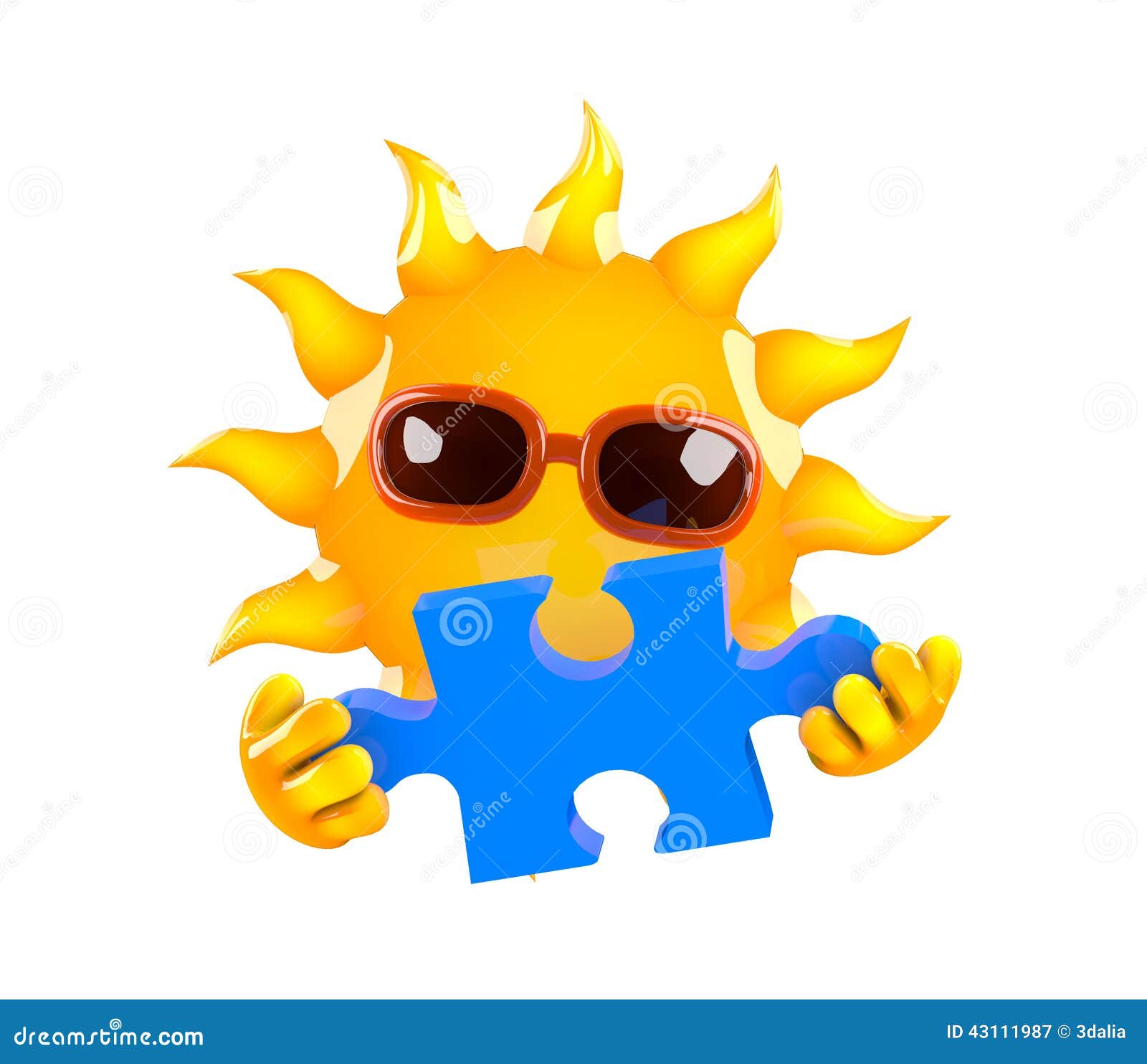 3d Sun Has the Jigsaw Puzzle Piece Stock Illustration - Illustration of ...