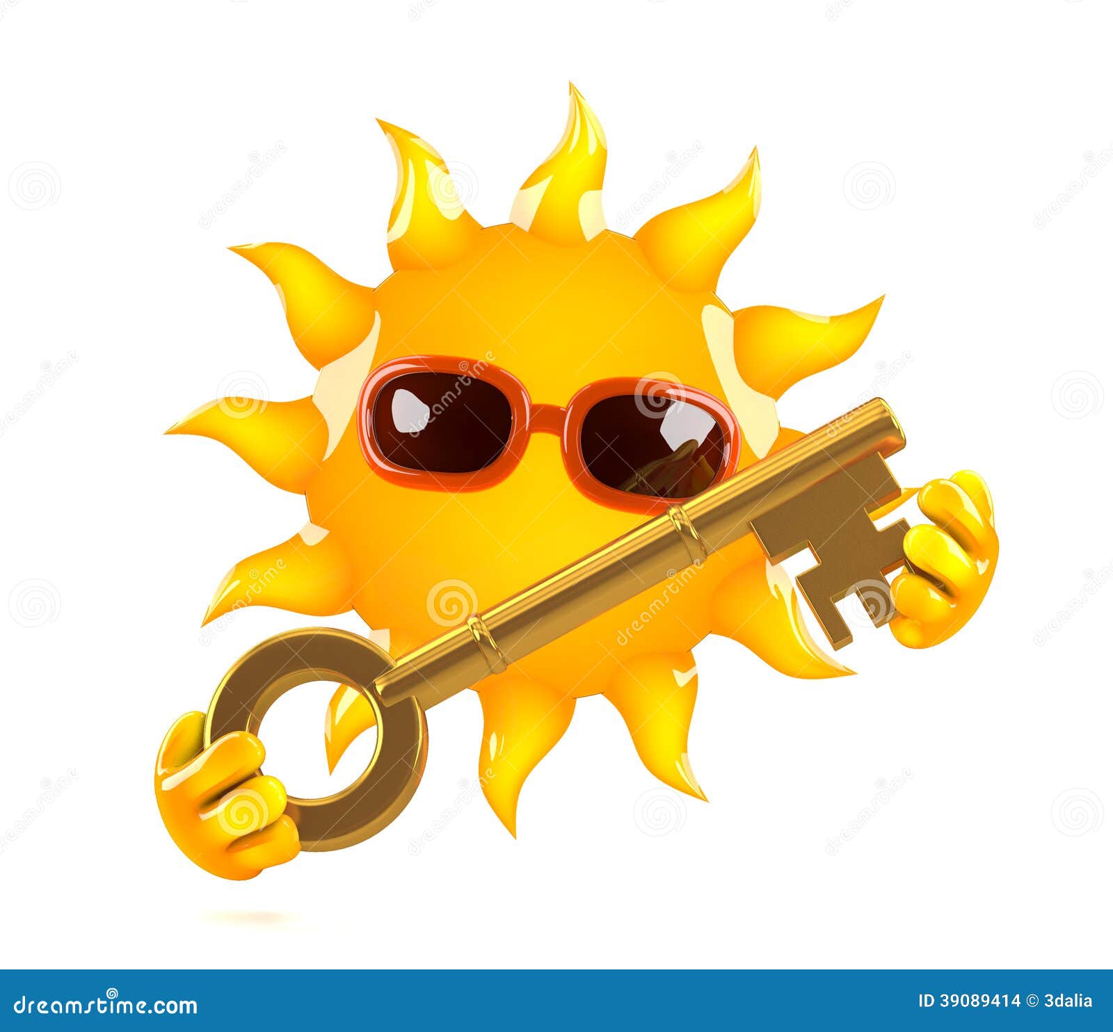 3d Sun key stock vector. Illustration of cartoon, sunbeams - 39089414