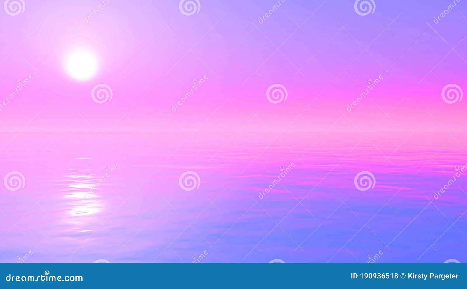 3D sunset ocean landscape stock illustration. Illustration of tropical ...