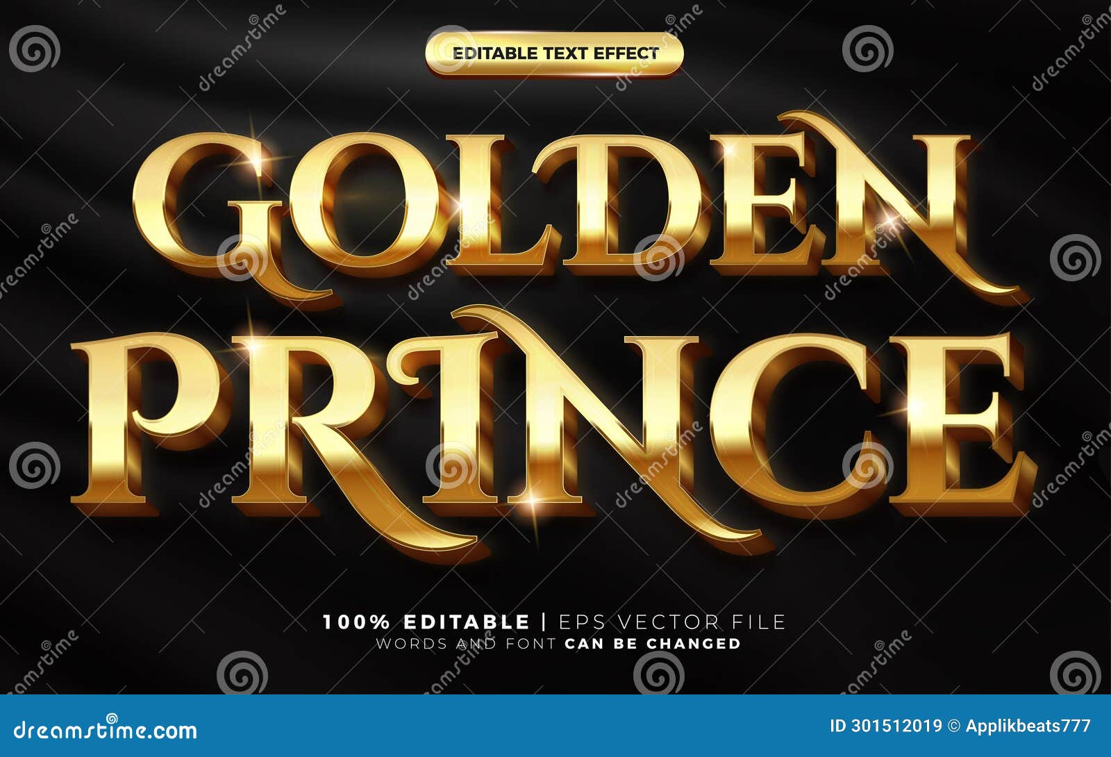 3d Super Golden Prince Sparkle Text Style Effect Template Editable Text ...