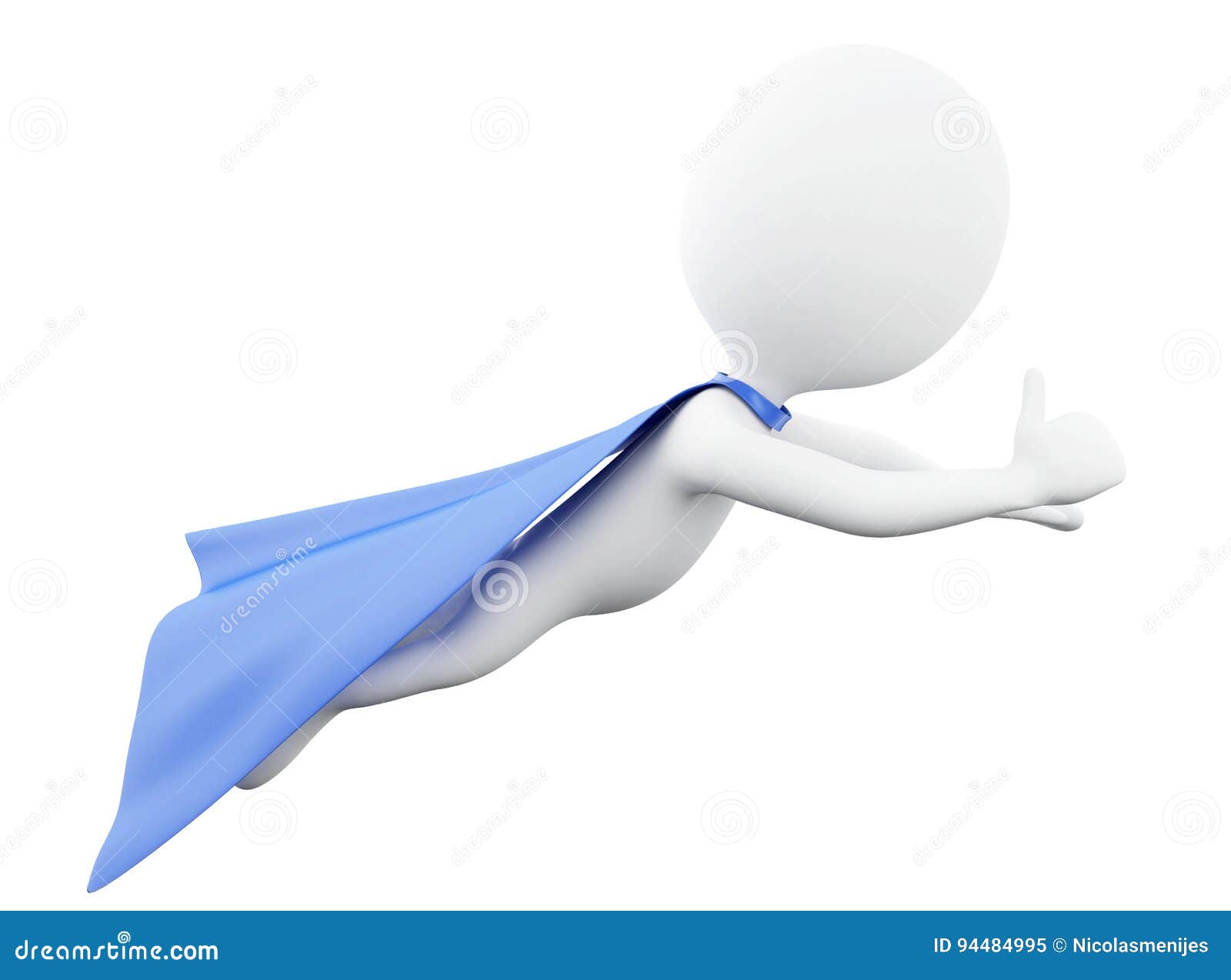 3d Super Hero with Blue Cape. Stock Illustration - Illustration of ...