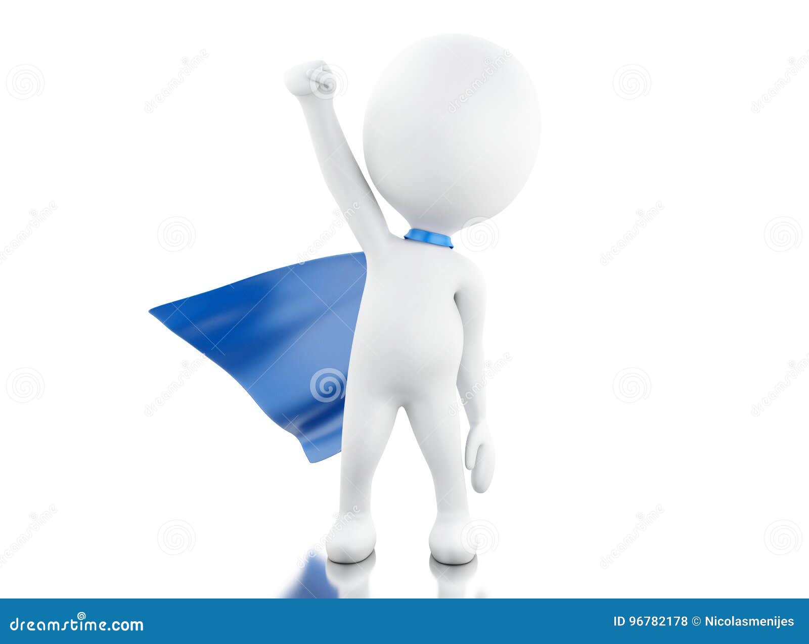 3d Super Hero with Blue Cape. Stock Illustration - Illustration of ...