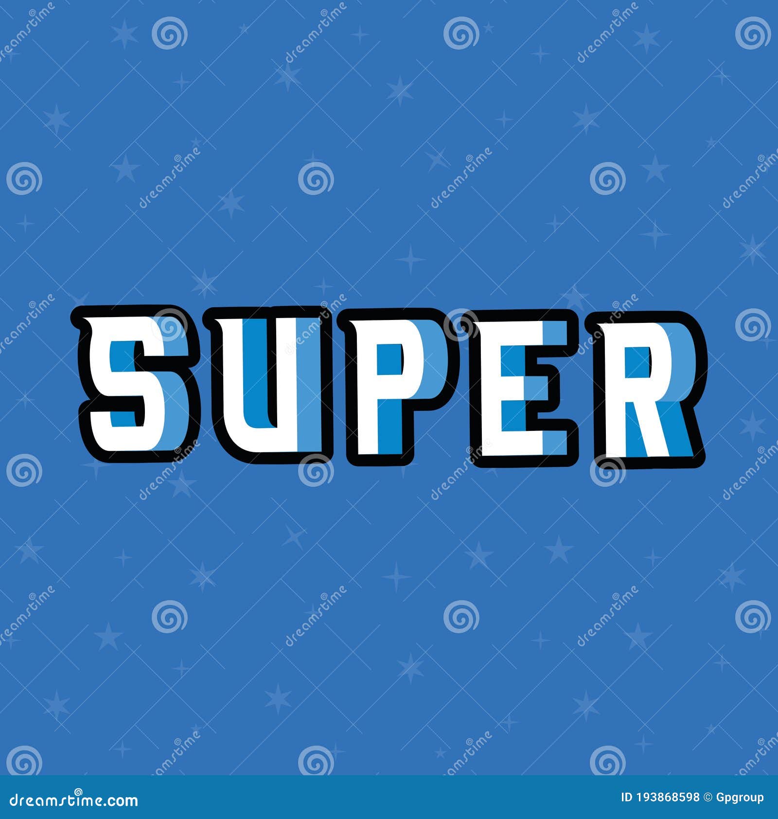 3d Super Lettering on Blue Background Vector Design Stock Vector ...