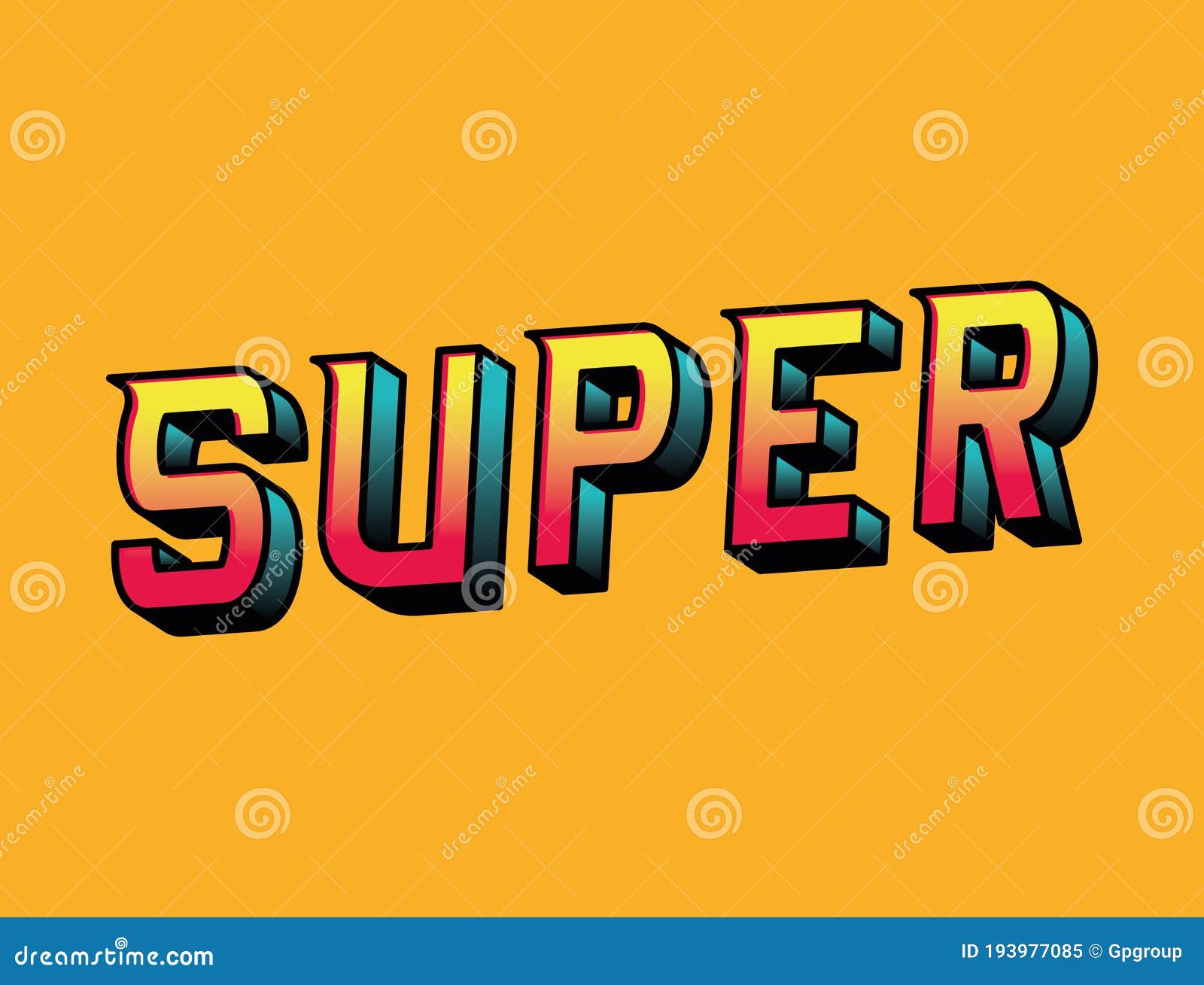 3d Super Lettering on Orange Background Vector Design Stock Vector ...