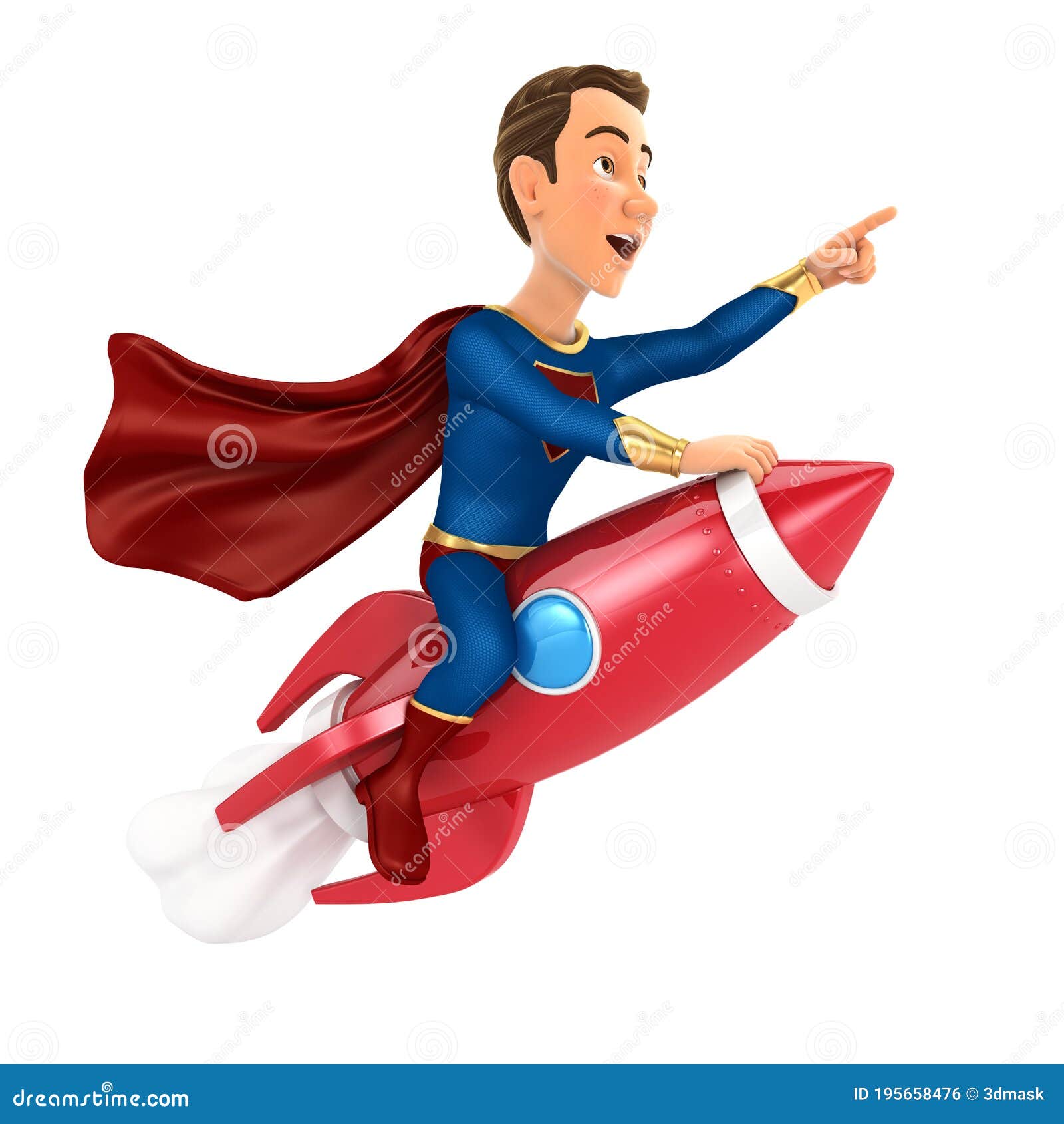 Man Flying With A Rocket To The Stars As Symbol Of Personal Growth And ...