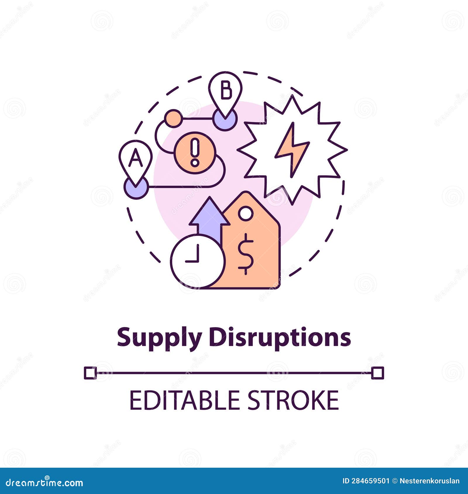 2D Supply Disruptions Concept Icon Stock Vector - Illustration of ...