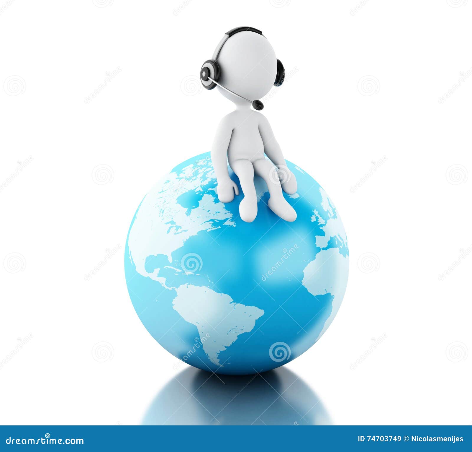 3d Support People on Top of Globe. Stock Illustration - Illustration of ...