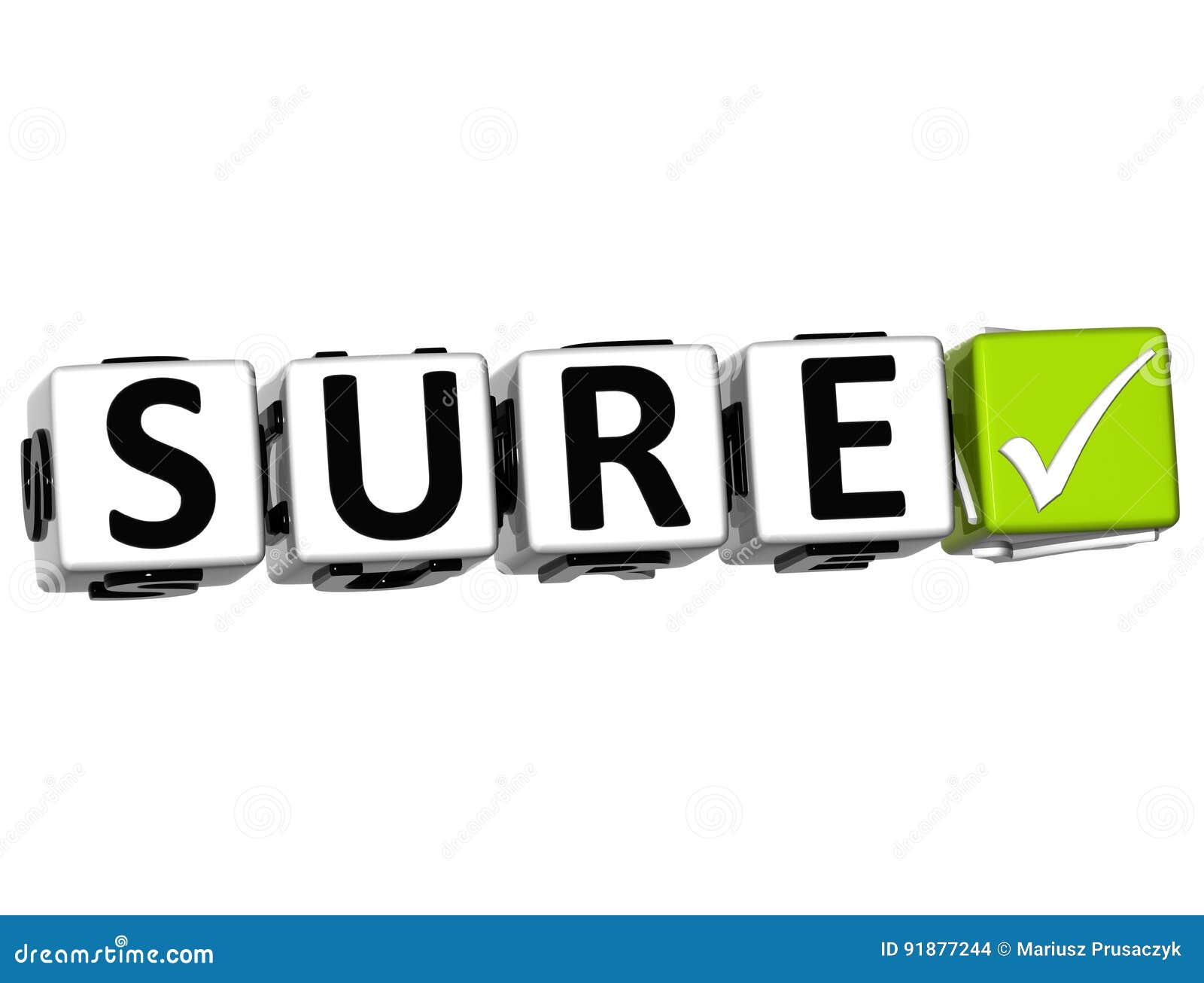 3D Sure Button Click Here Block Text Stock Illustration - Illustration ...