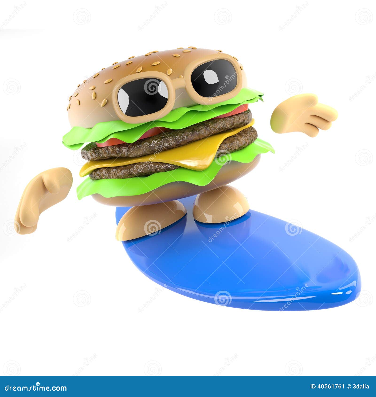 3d Surfing burger stock illustration. Illustration of beefburger - 40561761