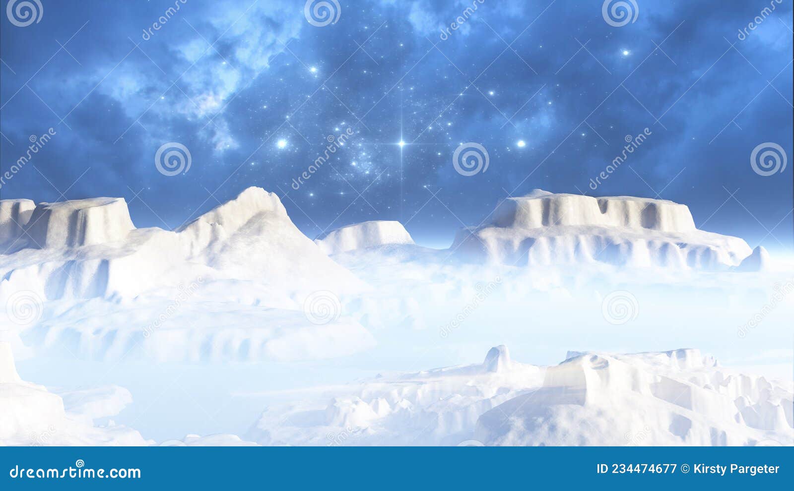 3D Surreal Ice Landscape Background Stock Illustration - Illustration ...