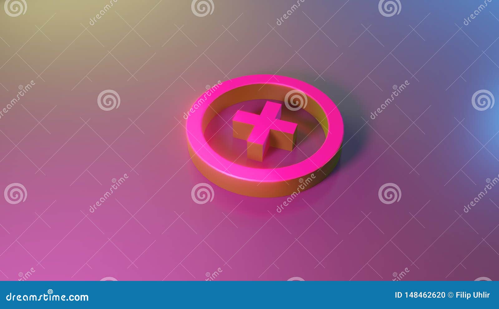 3d Symbol of Circle with Plus Icon Render Stock Illustration ...
