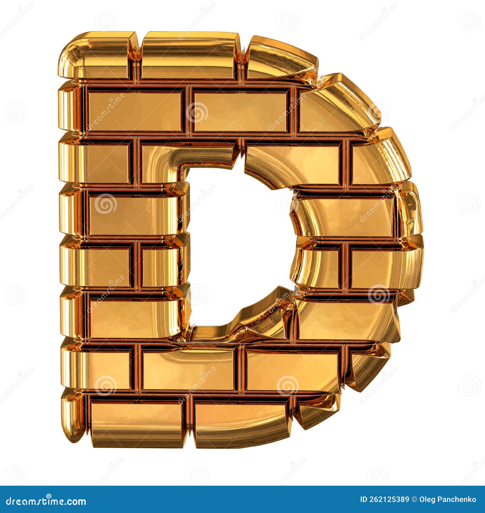 The 3d Symbol Made of Gold Bricks. Letter D Stock Vector - Illustration ...