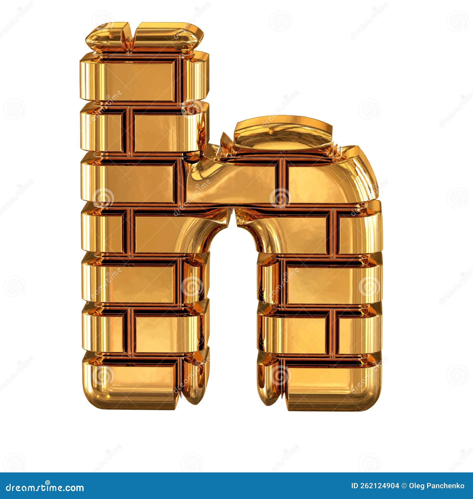 The 3d Symbol Made of Gold Bricks. Letter H Stock Vector - Illustration ...