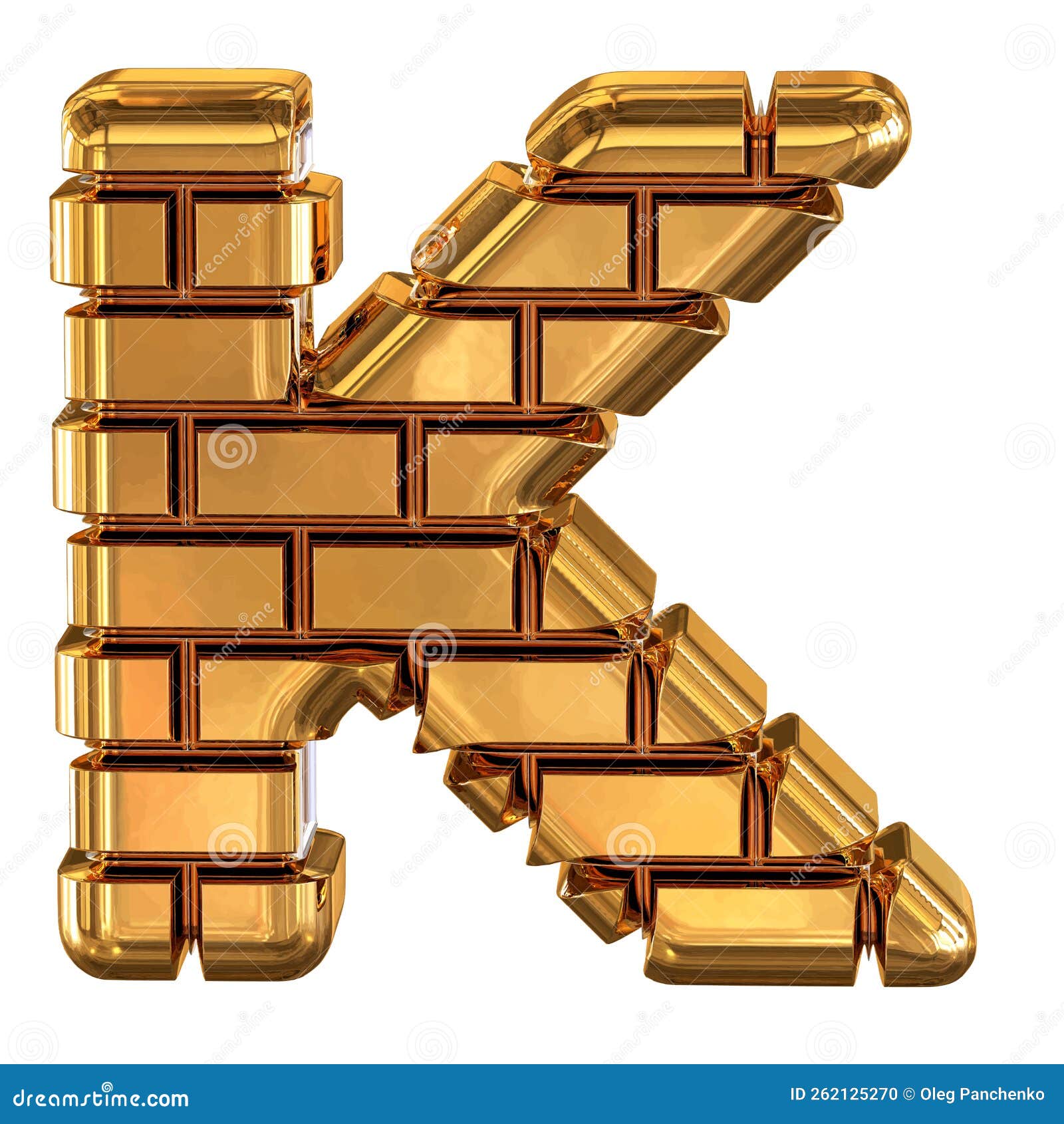 The 3d Symbol Made of Gold Bricks. Letter K Stock Vector - Illustration ...