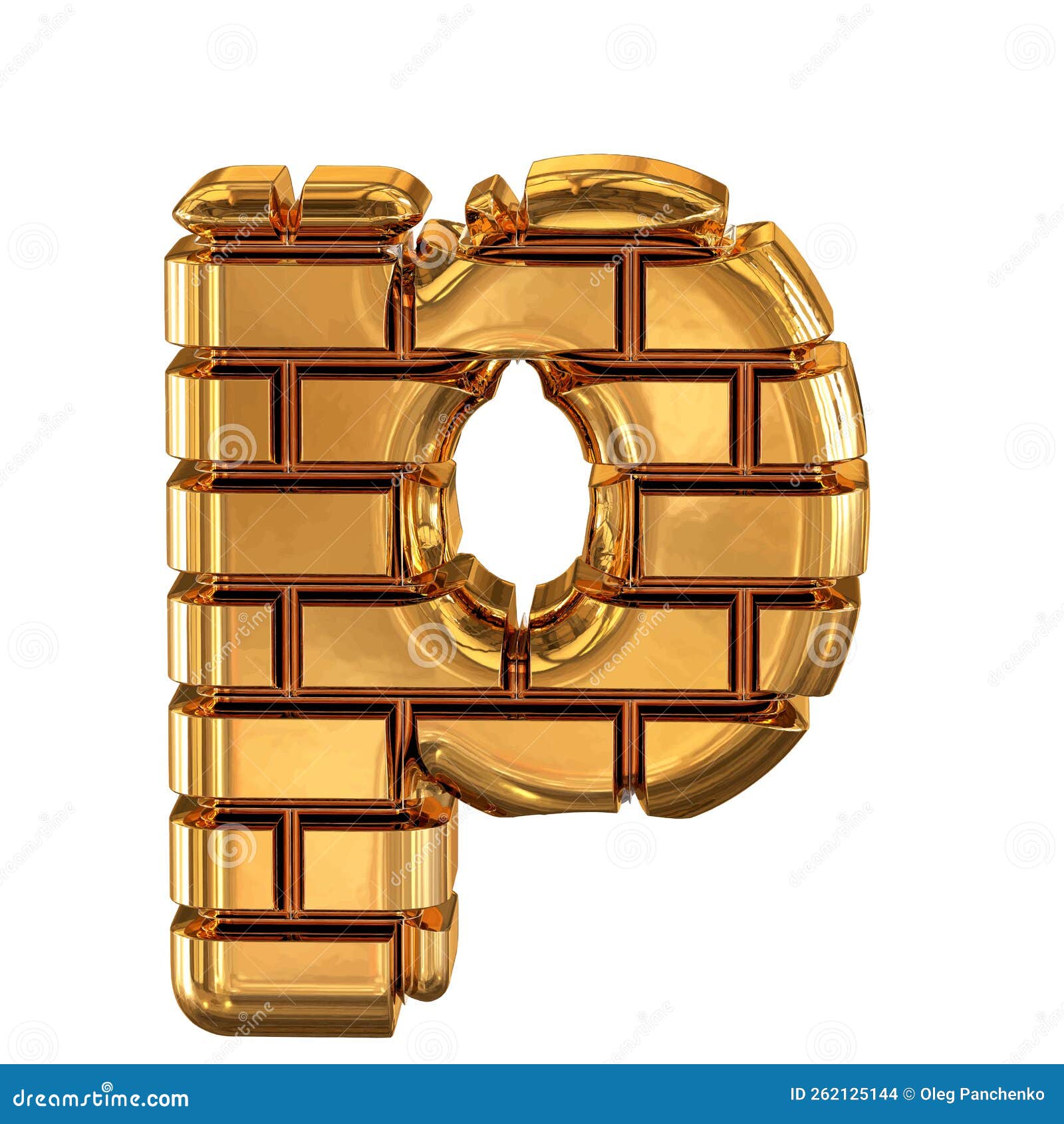 The 3d Symbol Made of Gold Bricks. Letter P Stock Vector - Illustration ...