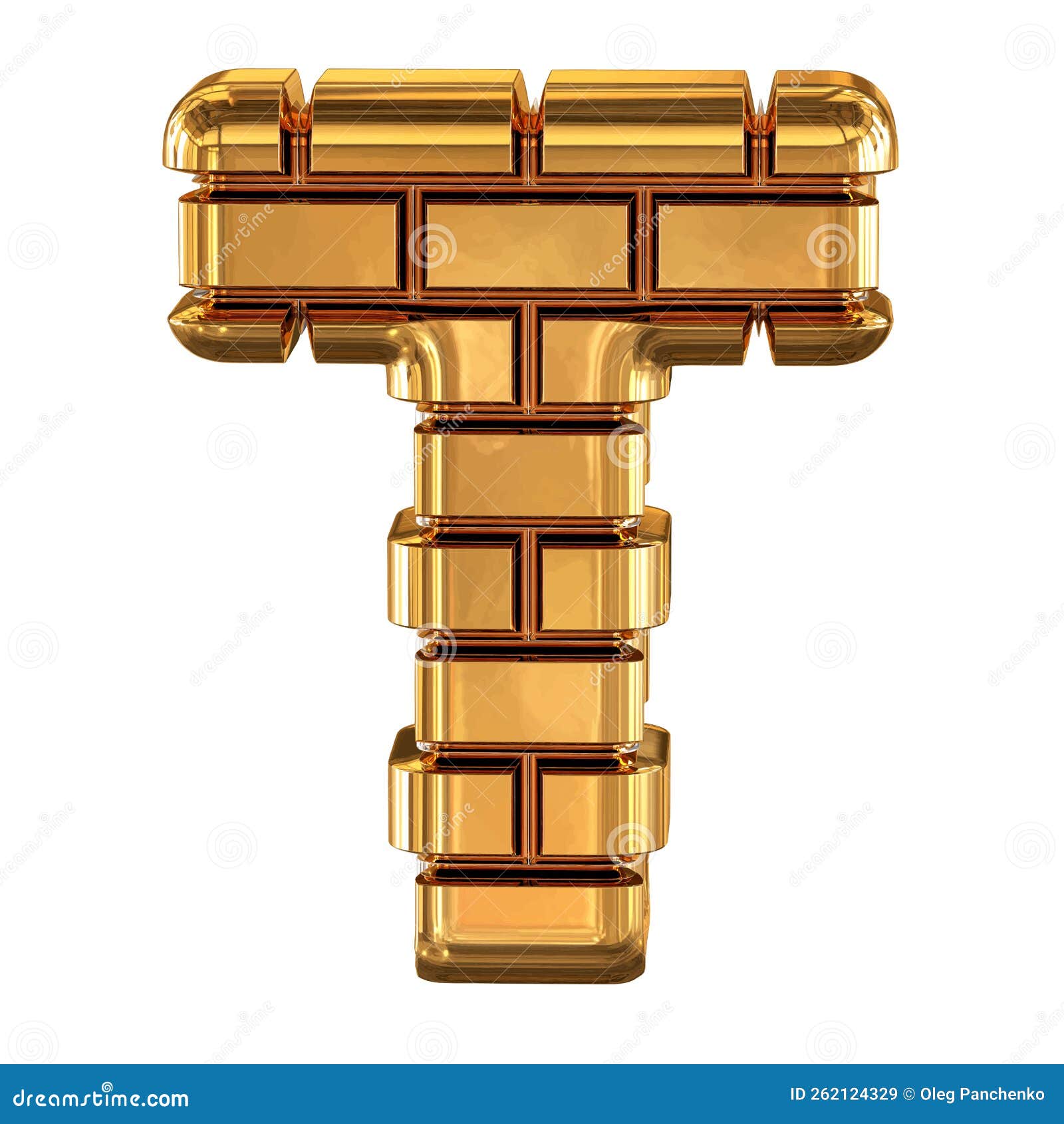 The 3d Symbol Made of Gold Bricks. Letter T Stock Vector - Illustration ...